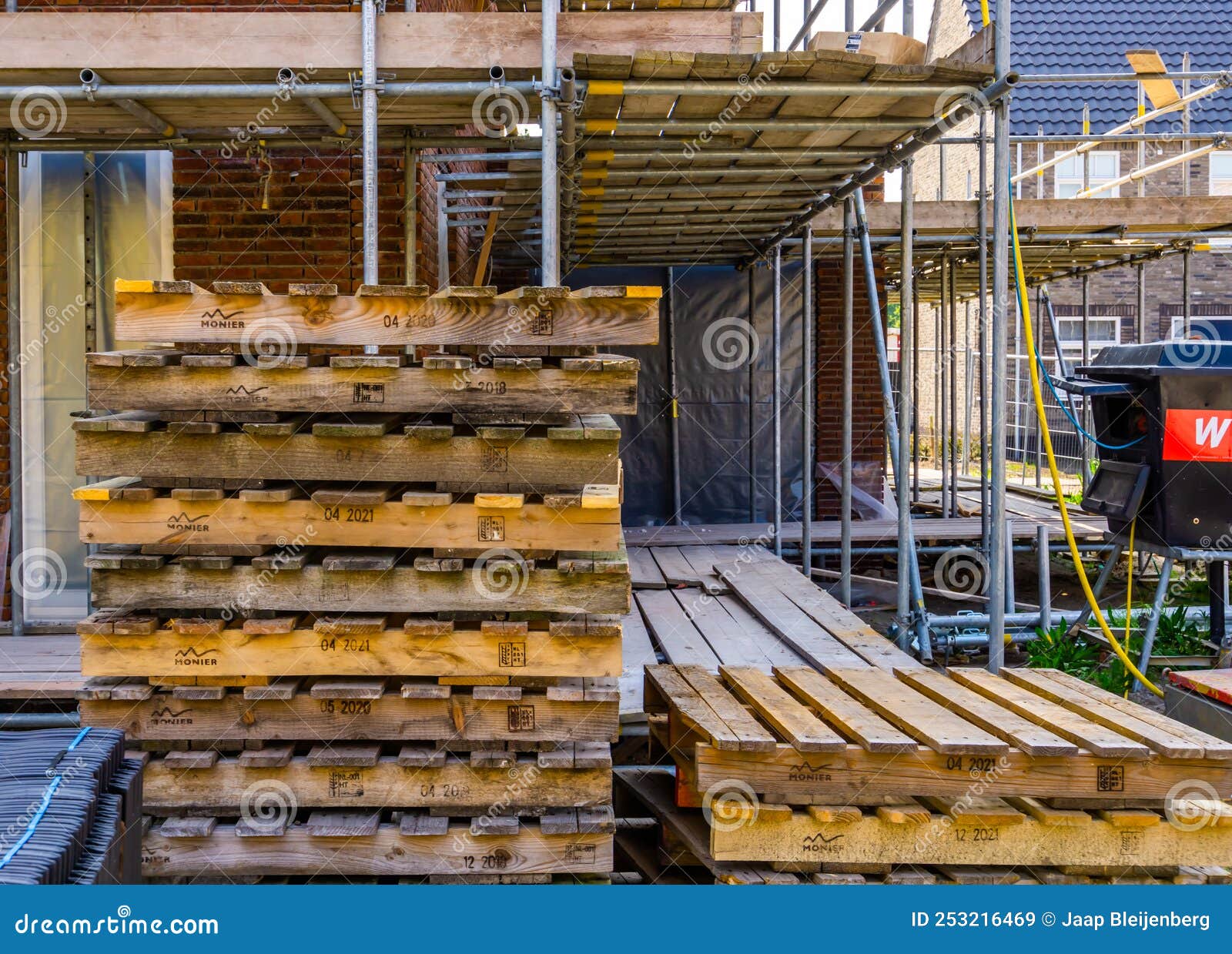 Empty Pallets At A Construction Site. Reuse Of Wooden Pallets In ...