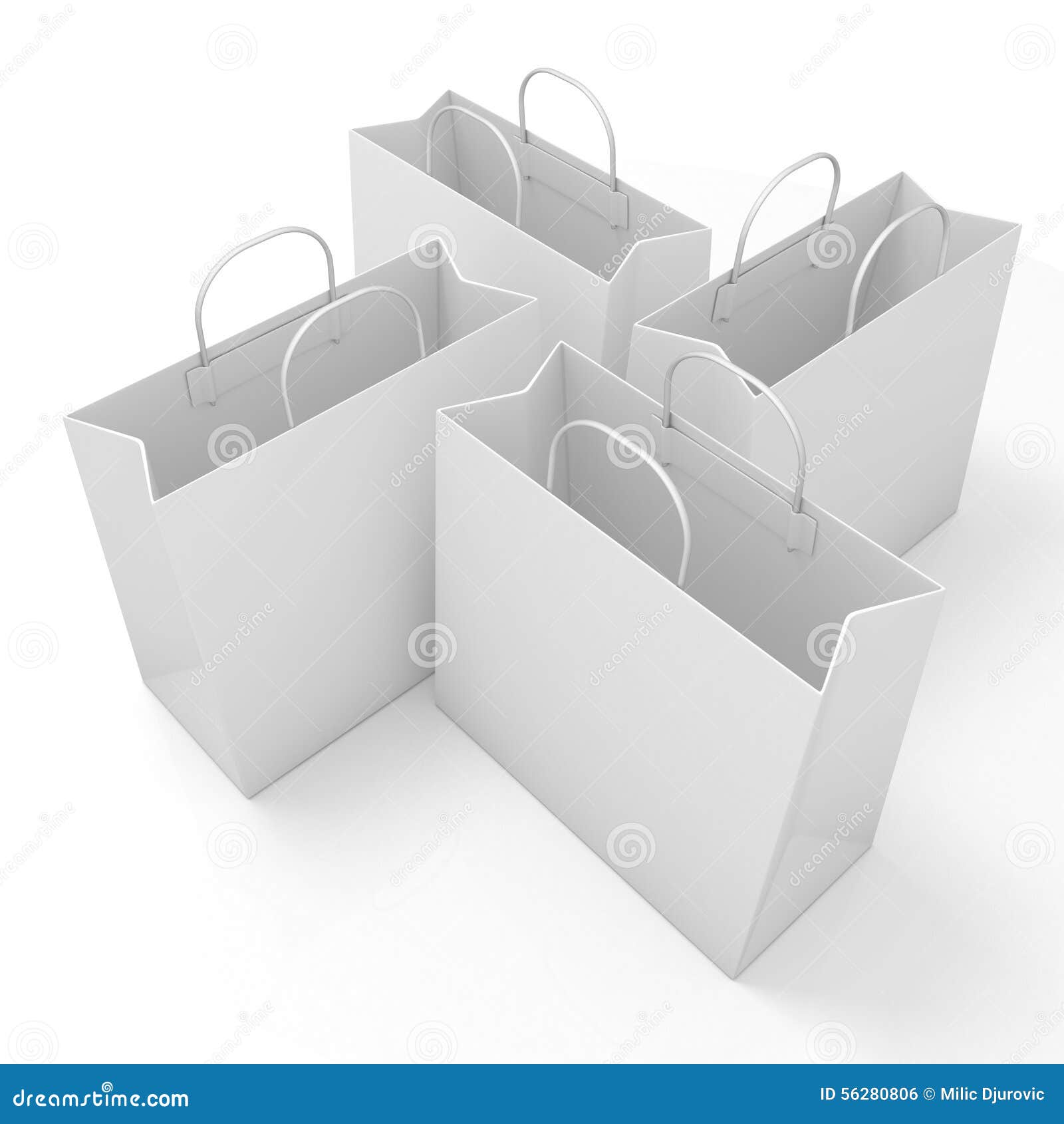 Empty Paper Bags, Arranged. Side View Stock Illustration - Illustration ...