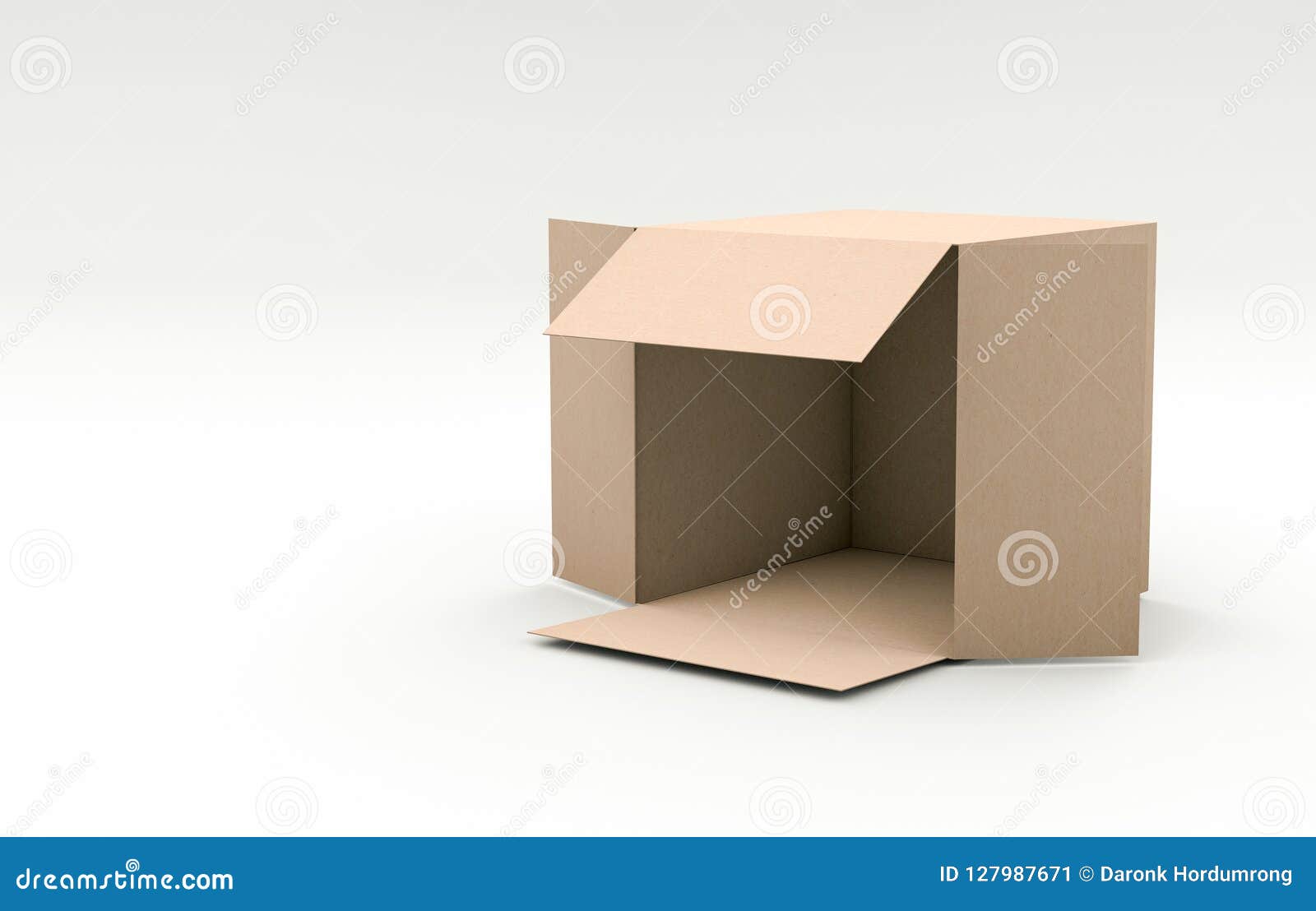 Empty Paper Box,Open Mock Up,isolated on White Background Stock ...