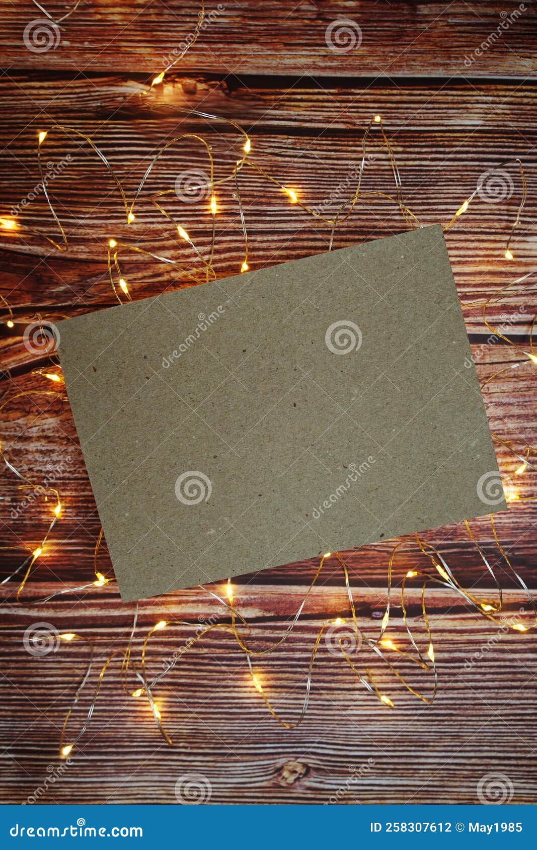 Empty Paper Craft with LED Light on Wooden Background Stock Photo ...