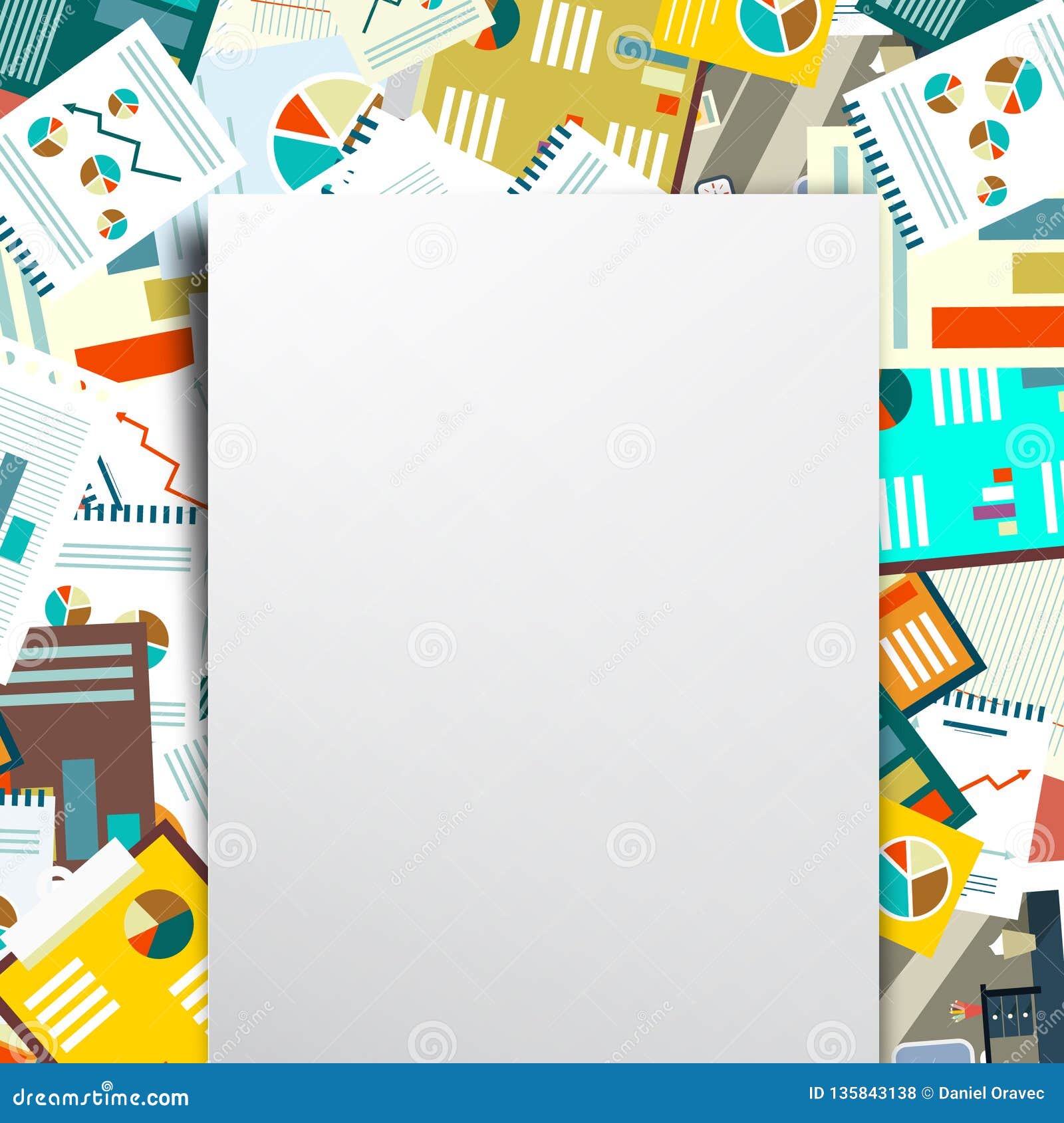 Empty Paper on Paperwork Background. Stock Vector - Illustration of ...