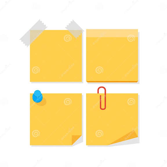 Empty Paper Stickers for Notes Stock Vector - Illustration of object ...