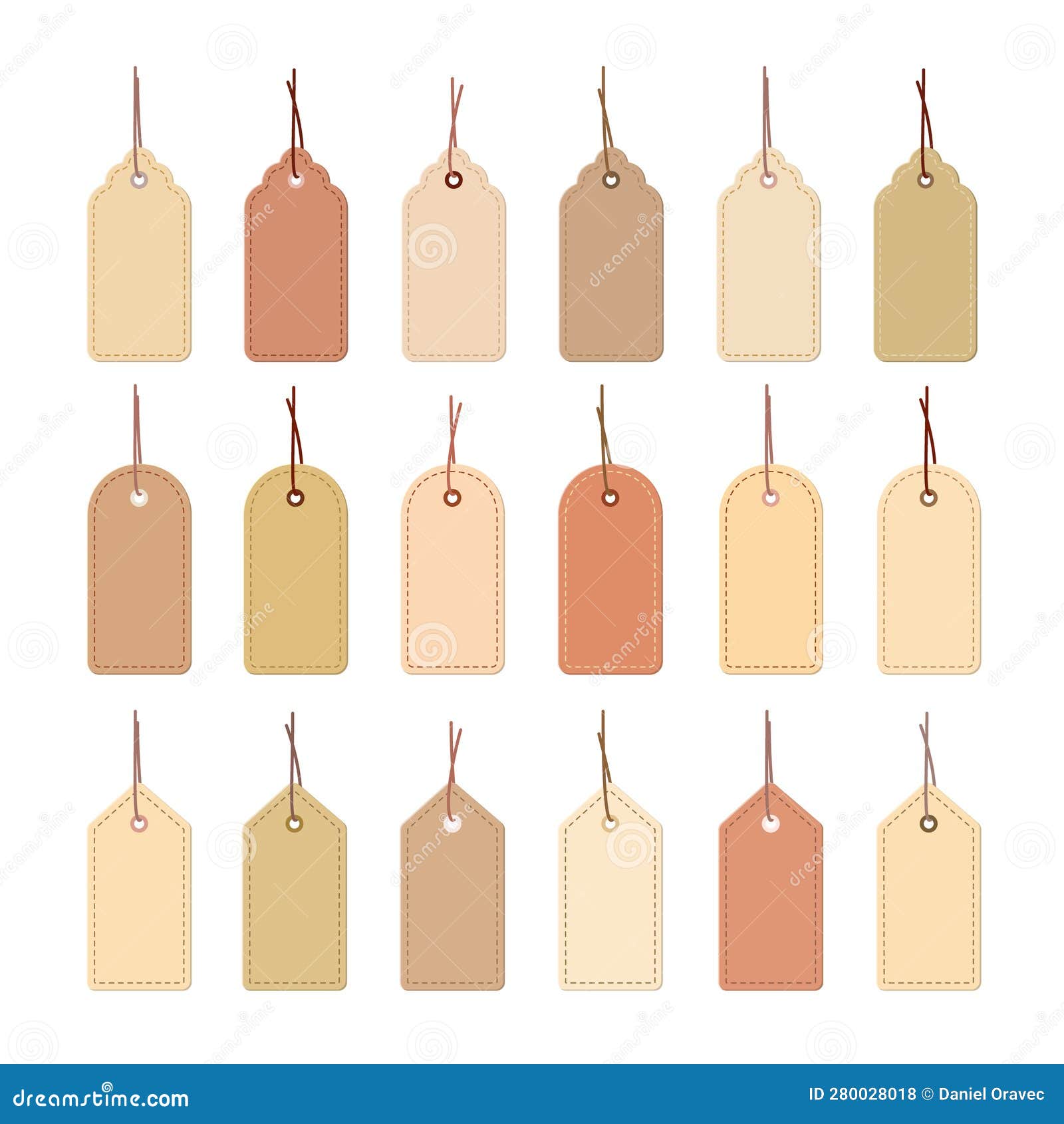 Empty Paper Tags Isolated on White Background Stock Vector ...
