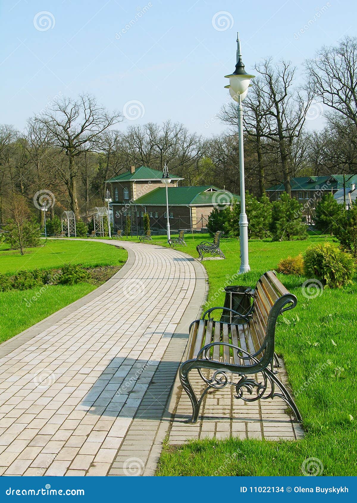 Empty park stock photo. Image of lantern, city, road - 11022134