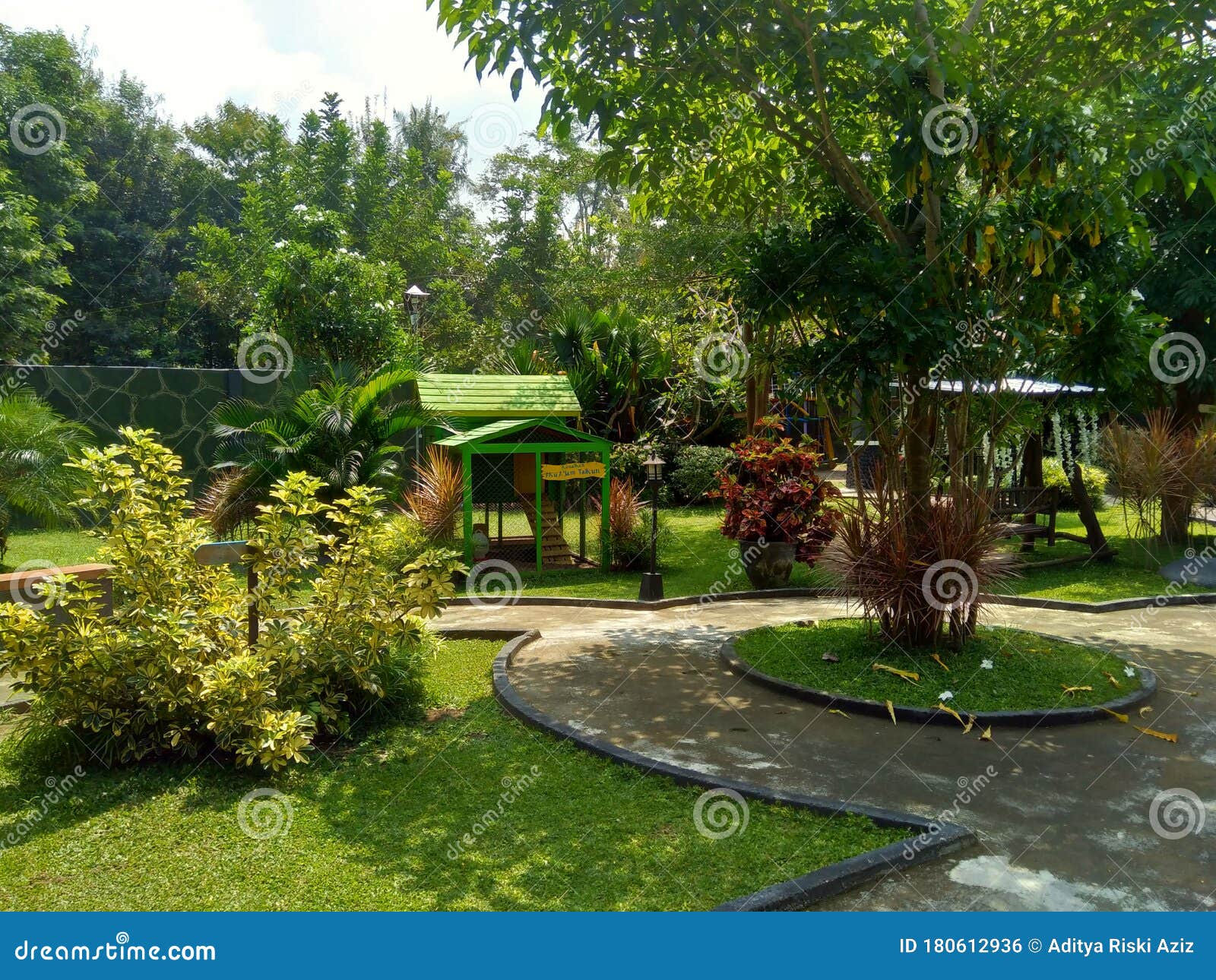 Empty Park with Beautiful View Stock Photo - Image of footpath, cloud ...