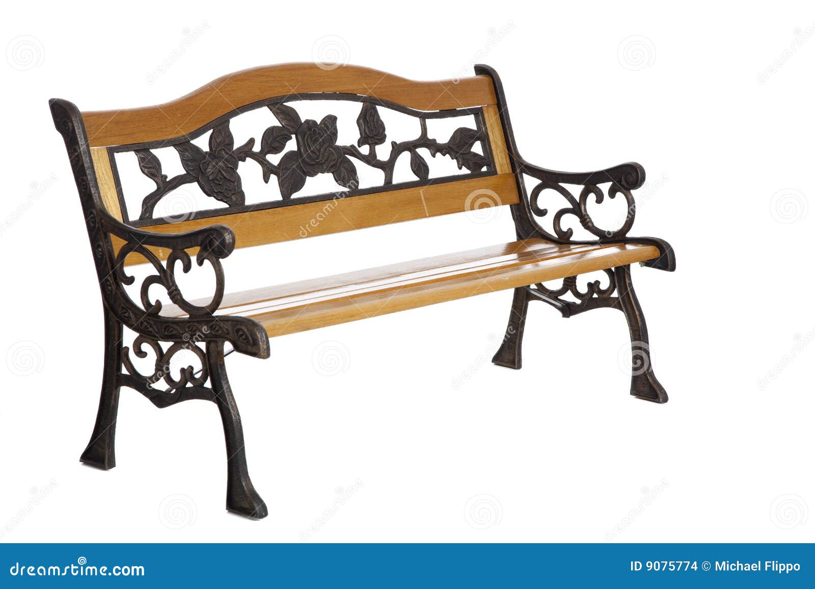 Empty Park Bench stock photo. Image of iron, white, metal - 9075774