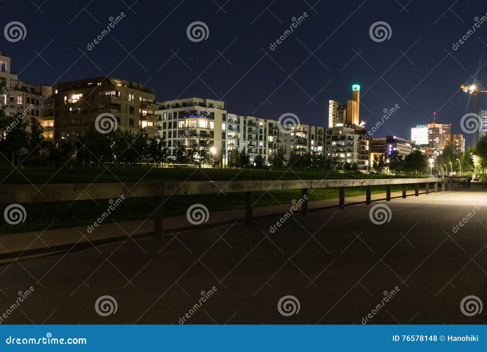 Empty Park and Buildings at Night , Berlin Stock Photo - Image of ...