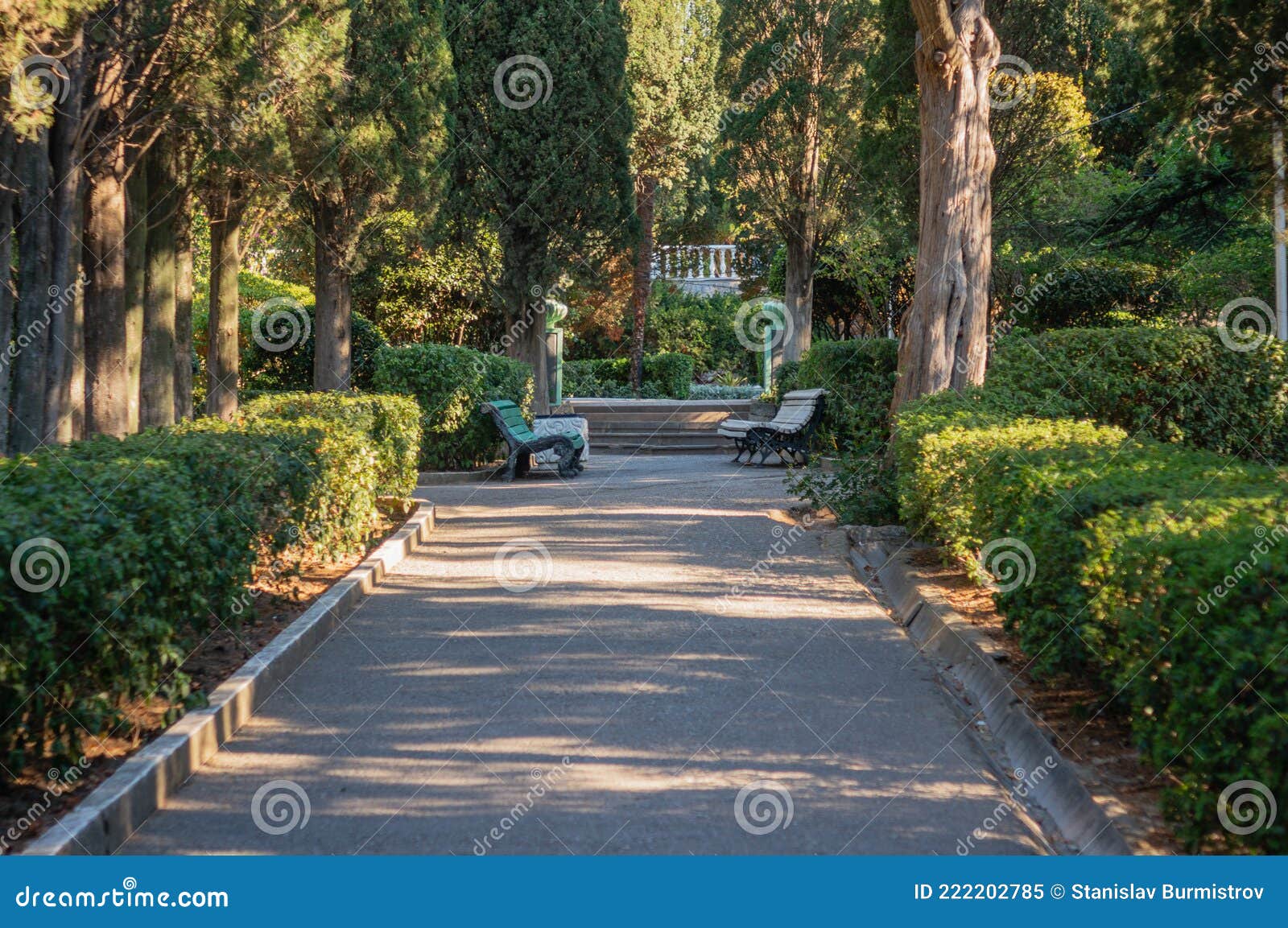 Empty Park with No People at Early Summer Morning Stock Image - Image ...