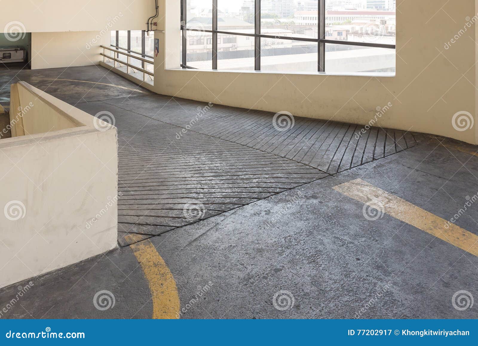 Empty Parking Deck with Ramp I Stock Image - Image of place, white ...