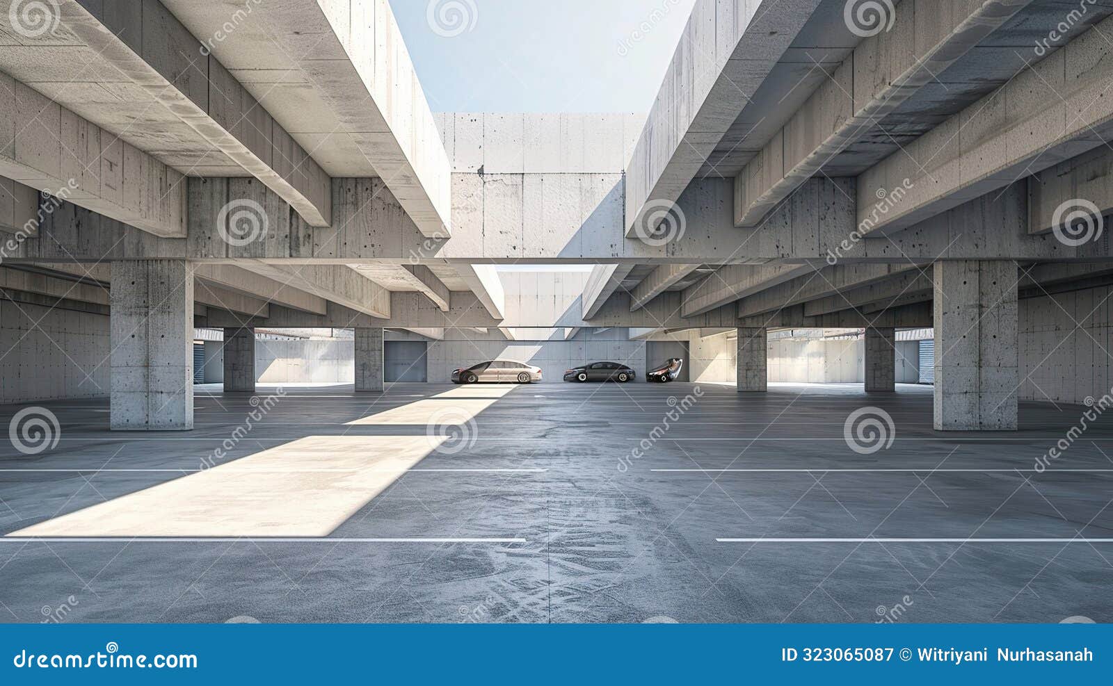 Empty Parking Garage with Concrete Architecture Stock Illustration ...