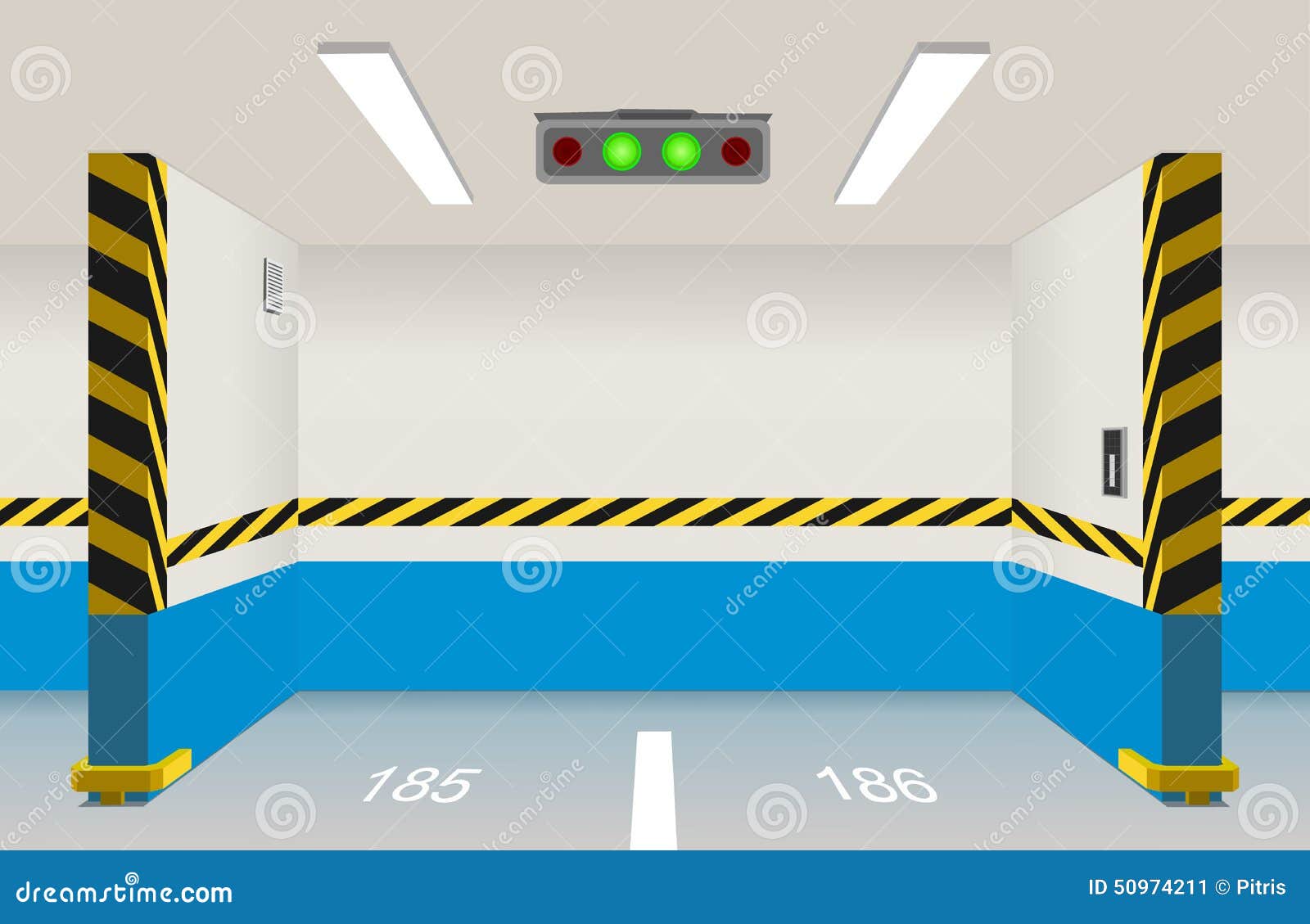 Empty parking lot area. stock vector. Illustration of wall - 50974211