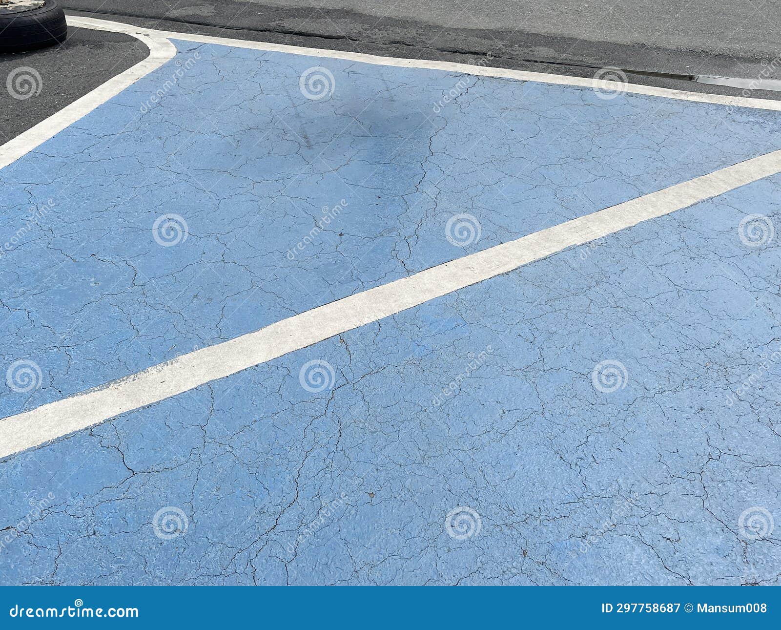 Empty Parking Lot of Blue Color Stock Image - Image of park, city ...