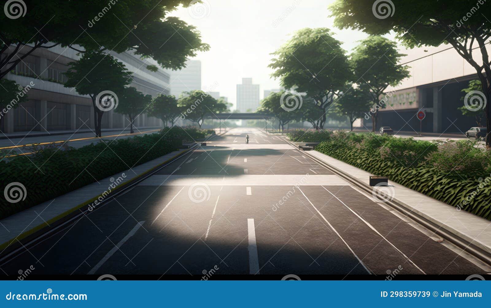Empty Parking Lot with Trees in the City, 3d Rendering. Stock ...