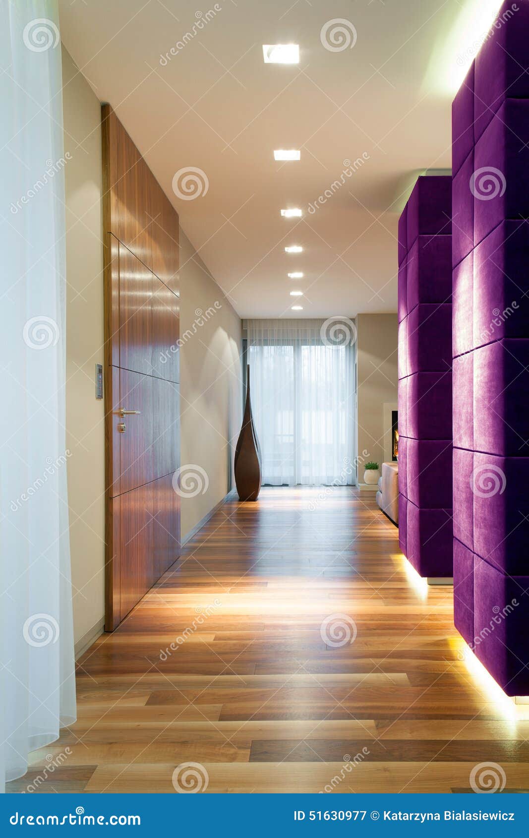 Empty Passageway in Luxury House Stock Image - Image of indoors ...
