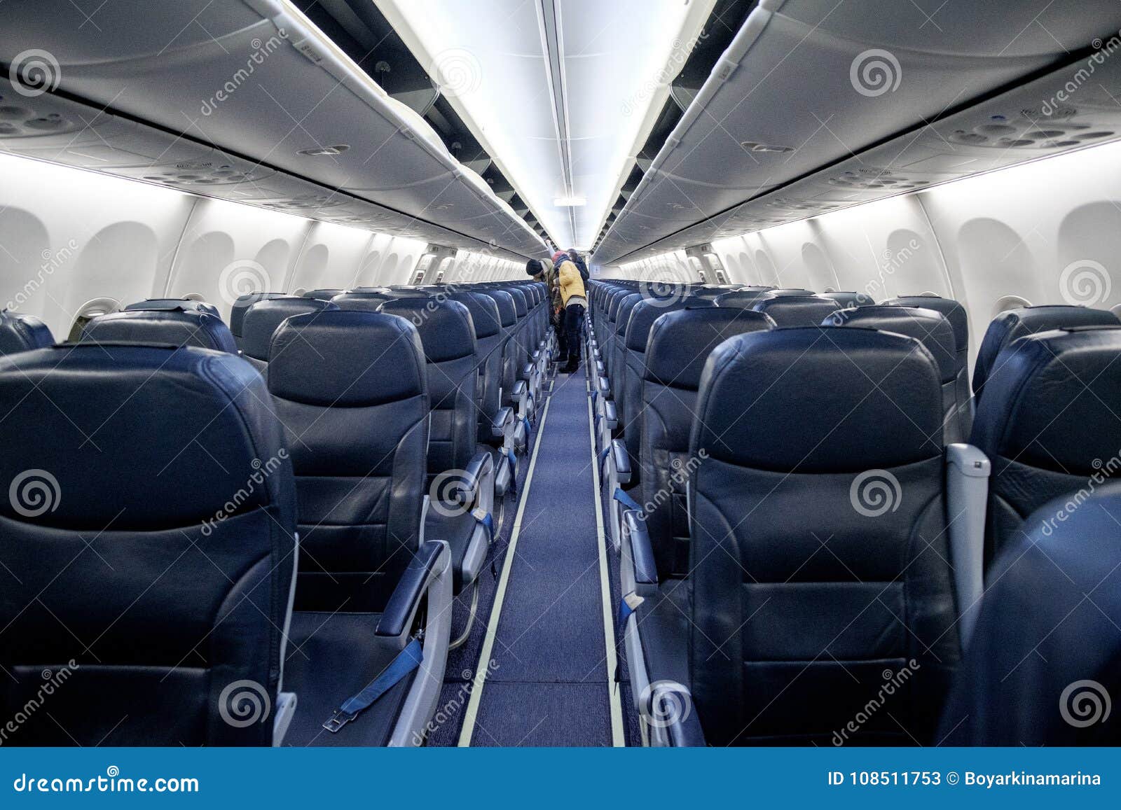 Empty Passenger Airplane Seats in the Cabin of Plane Stock Image ...