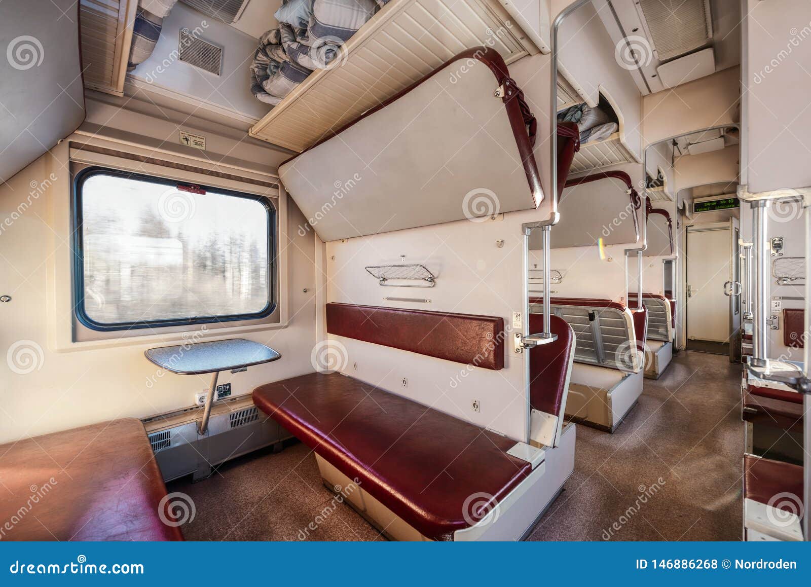 Empty Passenger Compartment in a Moving Train. Stock Photo - Image of ...