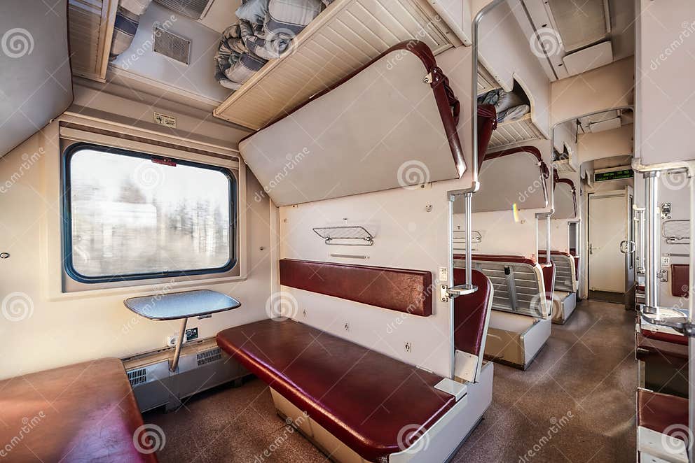 Empty Passenger Compartment in a Moving Train. Stock Photo - Image of ...