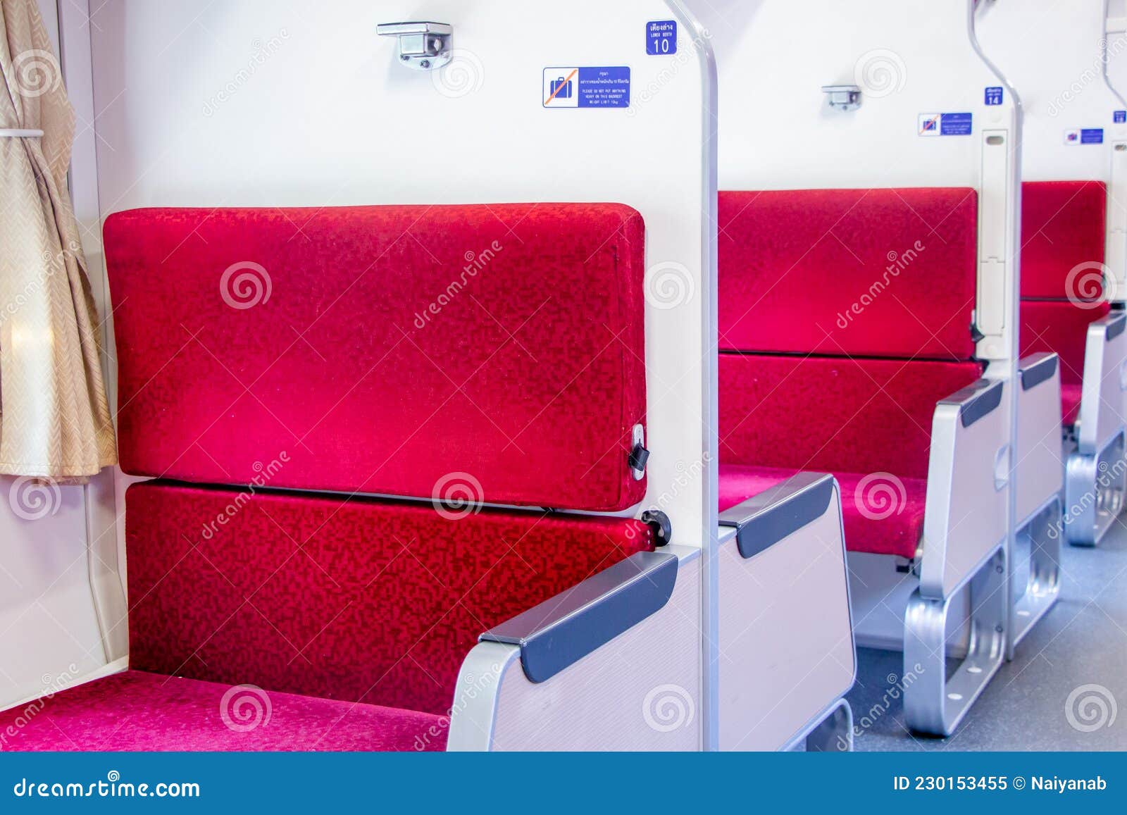 Empty Passenger Red Seat in Thai Train Stock Image - Image of railway ...