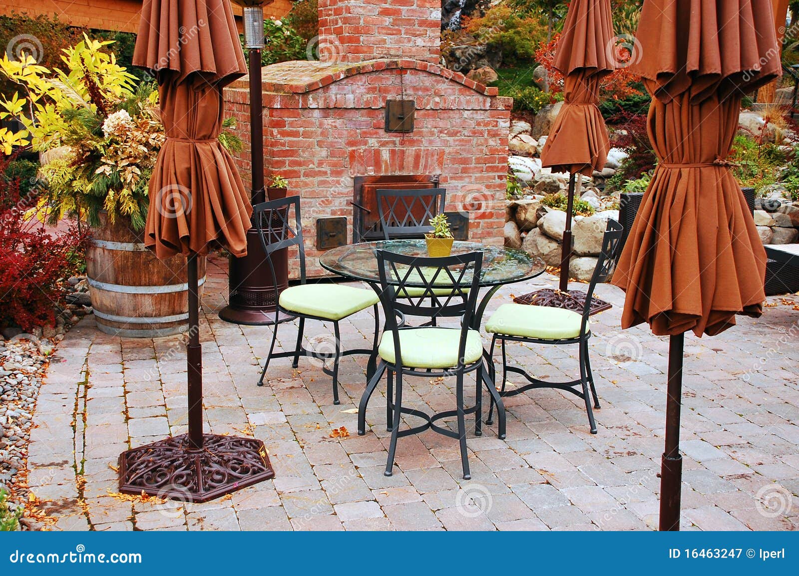 Empty patio stock image. Image of yard, restaurant, umbrellas - 16463247