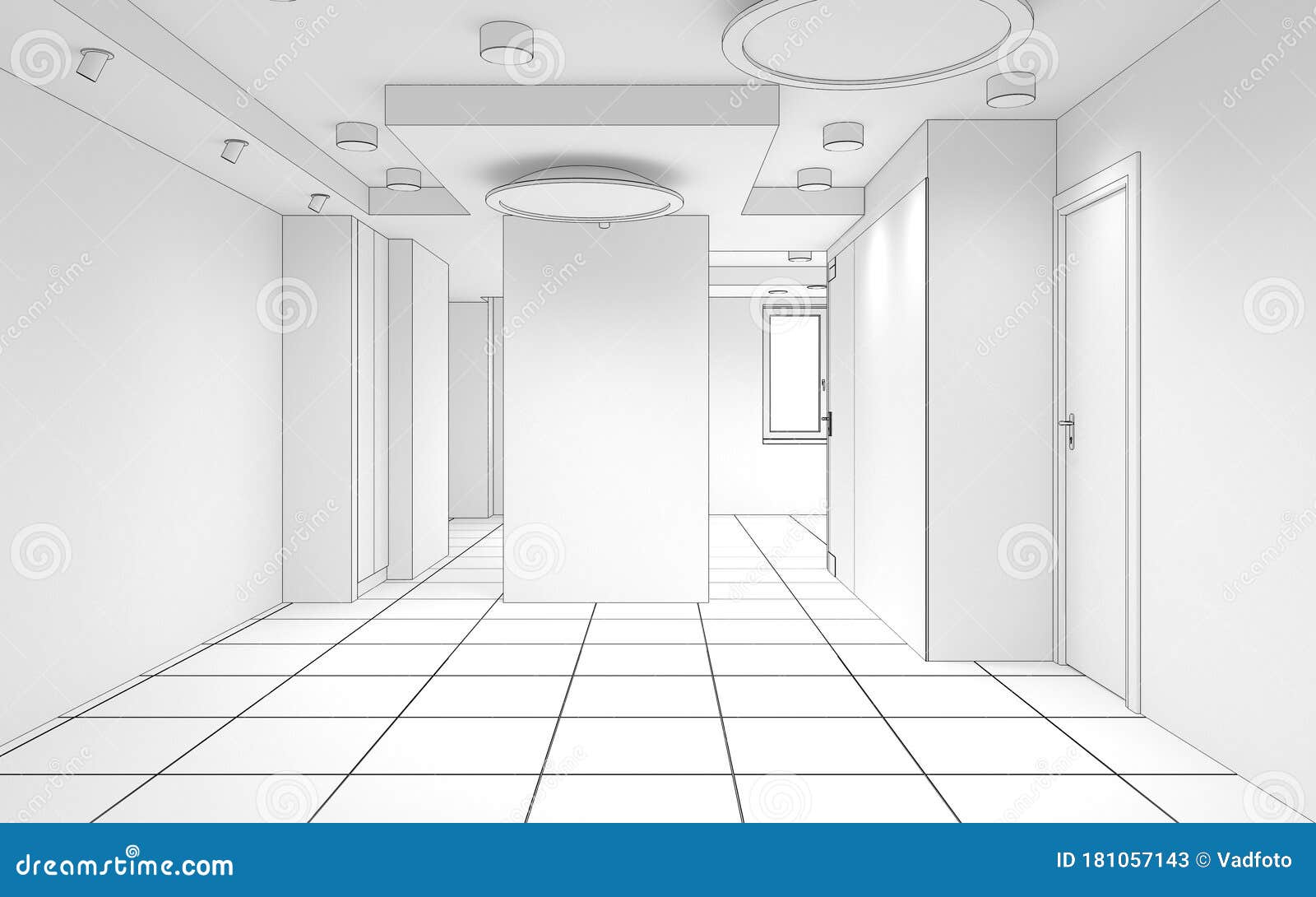 Empty Room, Interior Visualization, 3D Illustration Stock Illustration ...