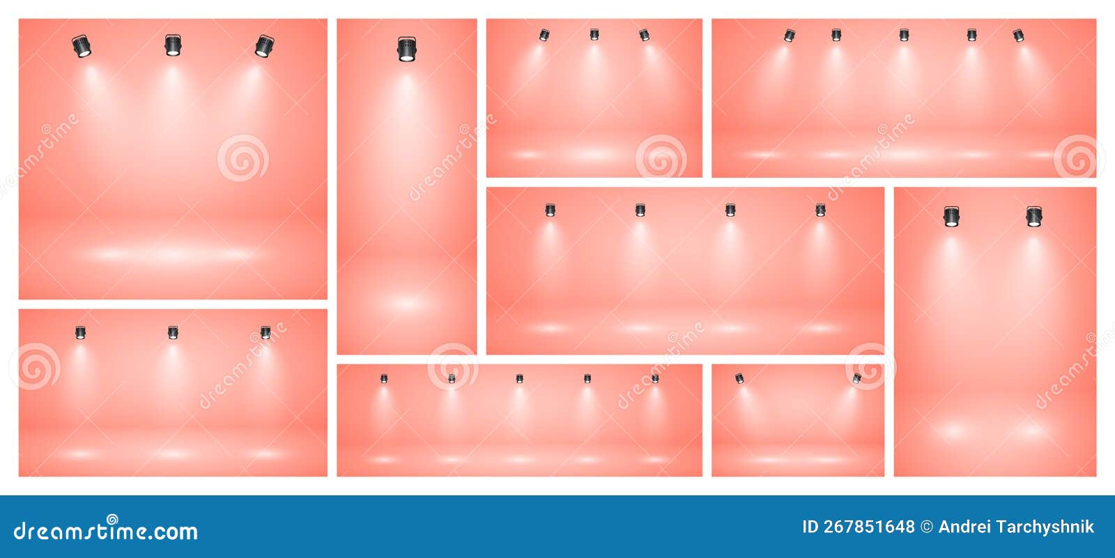 Empty Peach Studio Abstract Backgrounds with Spotlights. Product ...