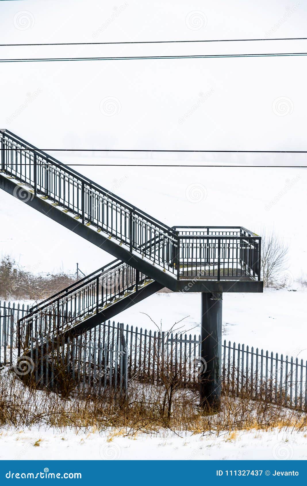 Pedestrian Metal Bridge Elevated Walkway Over British Railroad In ...