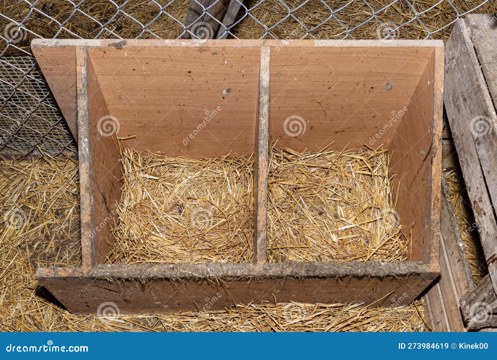 Empty Pen with Hay Inside for Hatching Chicken Eggs, Standing in the ...