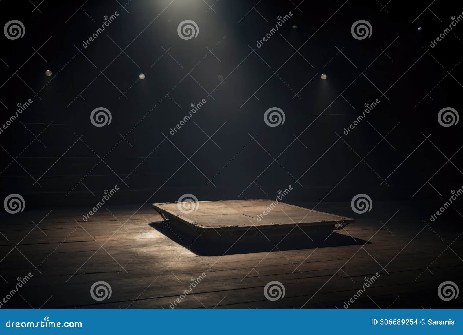 Empty Performance Stage with Spotlight and Wooden Floor Stock ...