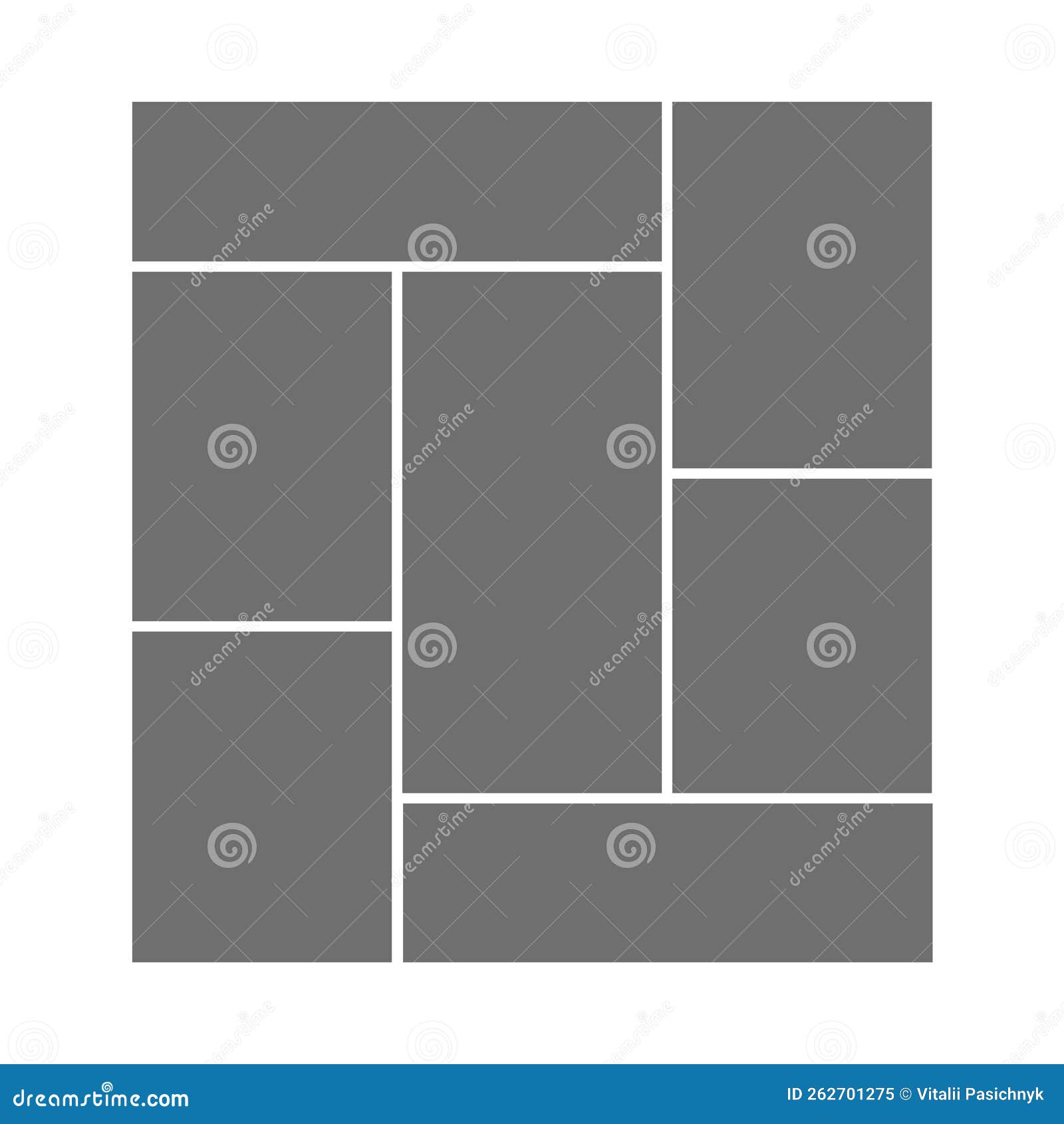 Empty Photo Collage Template of 7 Parts. Frames for Photo. Collage ...