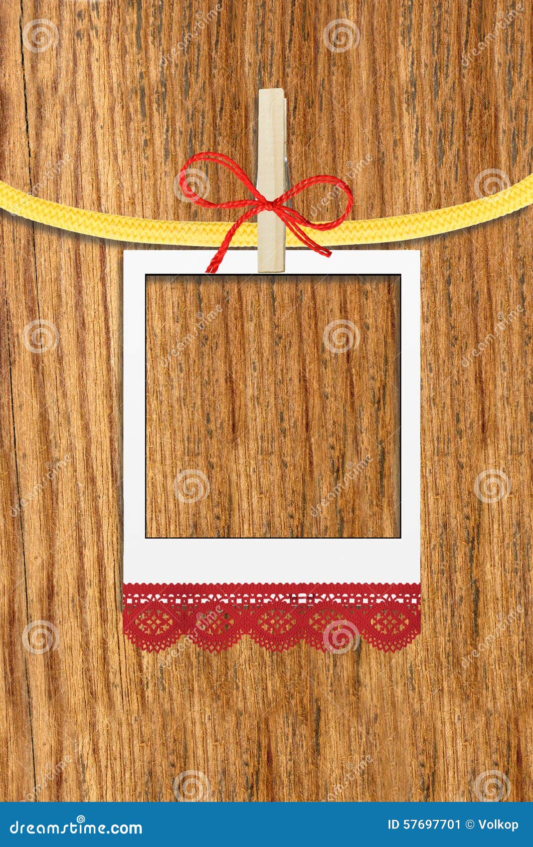 Empty Photo Frame with Clothespin Over Wooden Stock Image - Image of ...