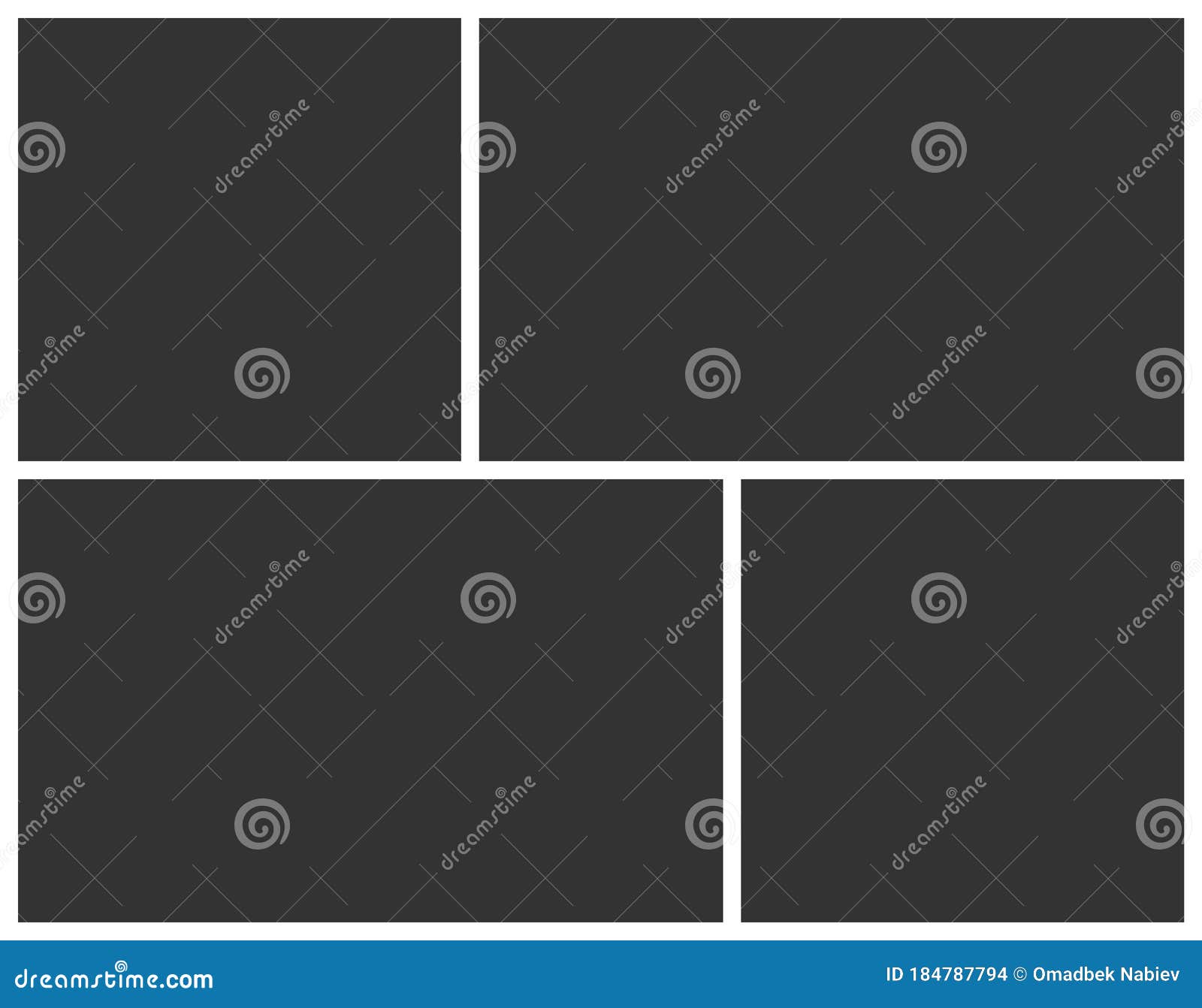 Empty Photo Frame Collage of Four Parts Stock Vector - Illustration of ...