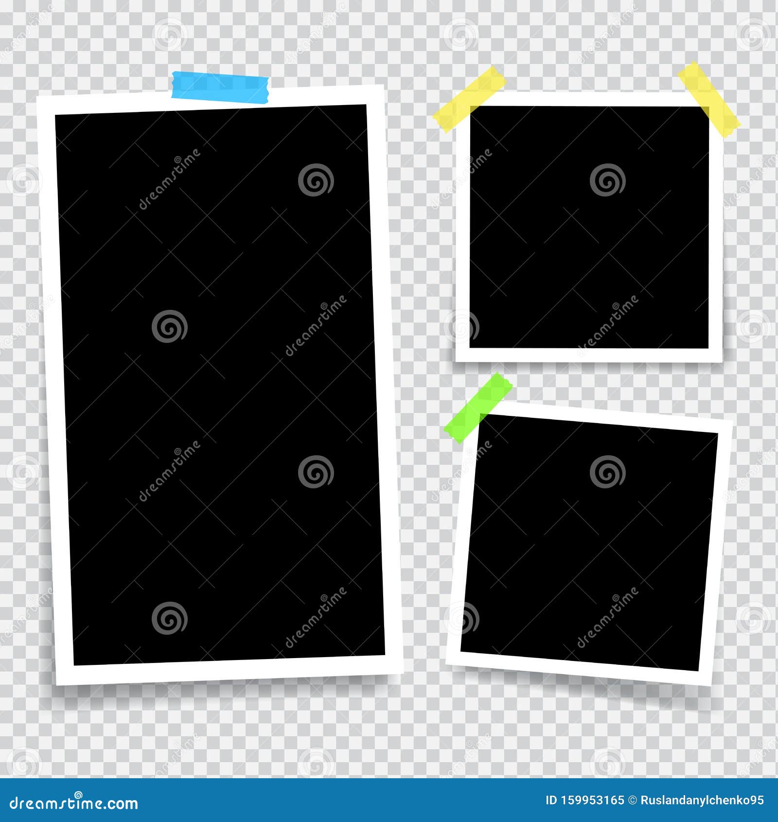 Empty Photo Frame Glued with Transparent Adhesive Tape. Vertical and ...