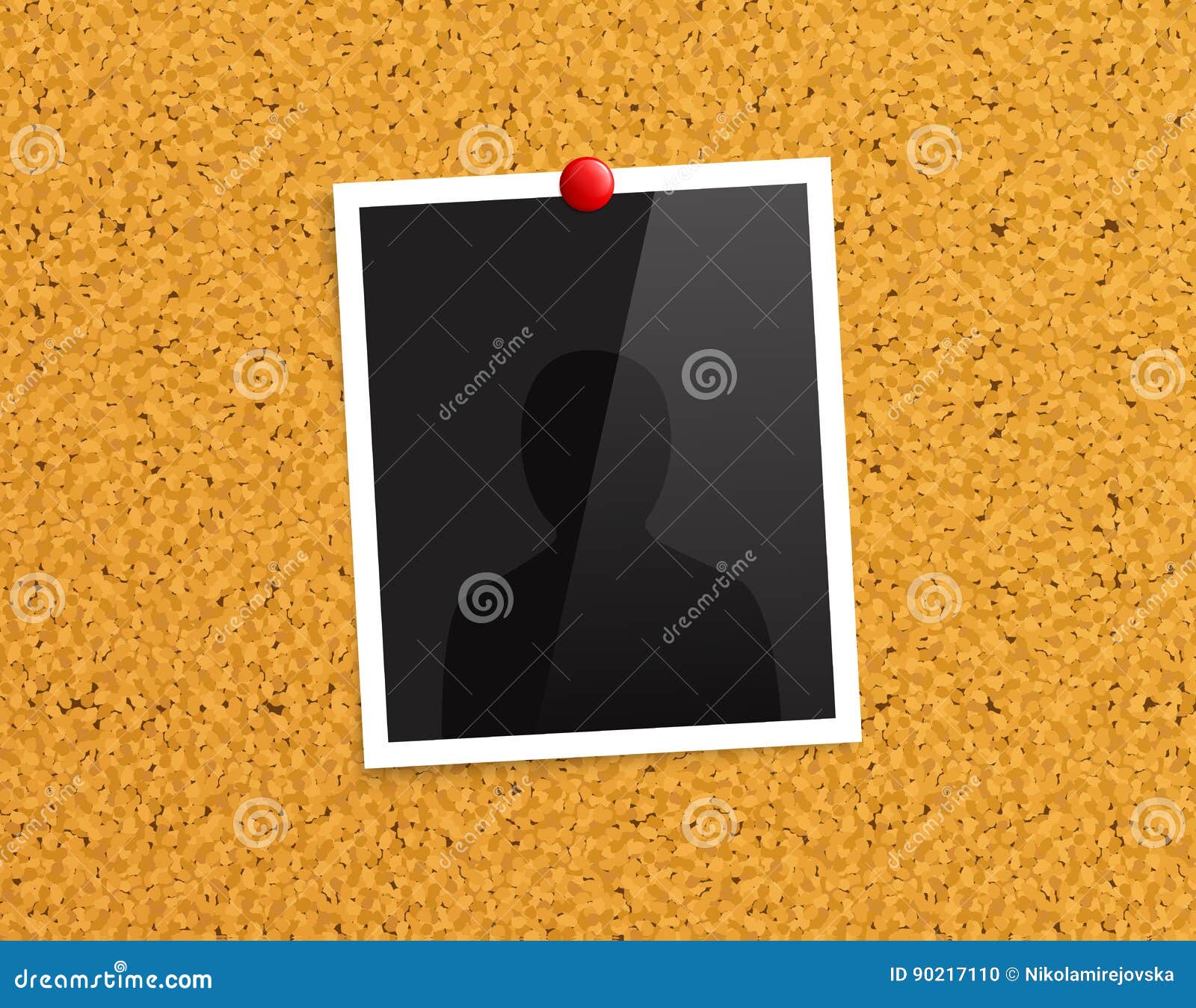 Empty Photo Frame Pinned To a Cork Notice Board with Red Push Pin ...