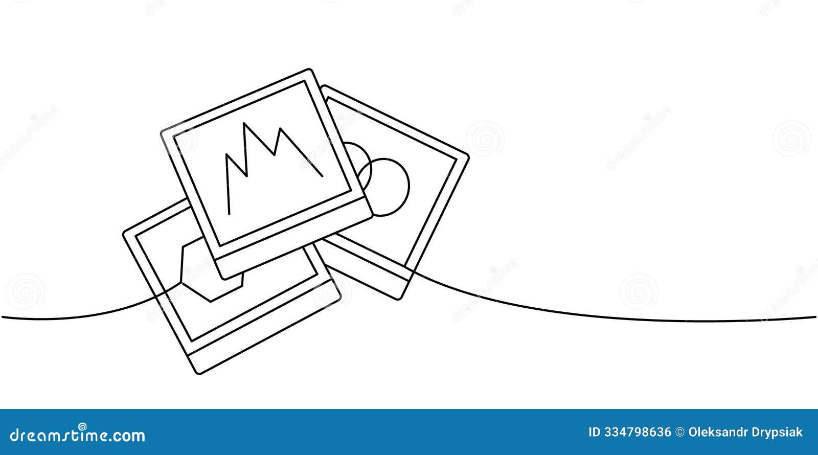 Empty Photo Frames One Line Continuous Drawing. Vector Linear ...