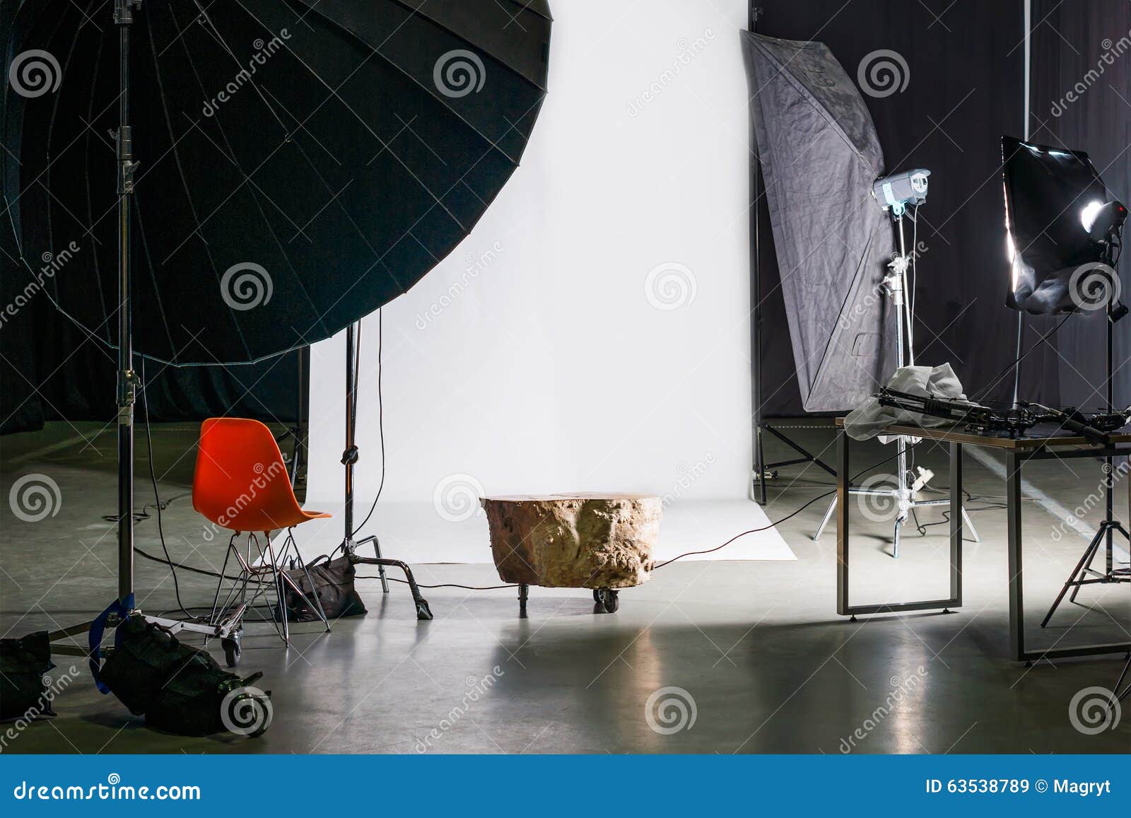 Empty Photo Studio with Modern Interior and Lighting Equipment ...