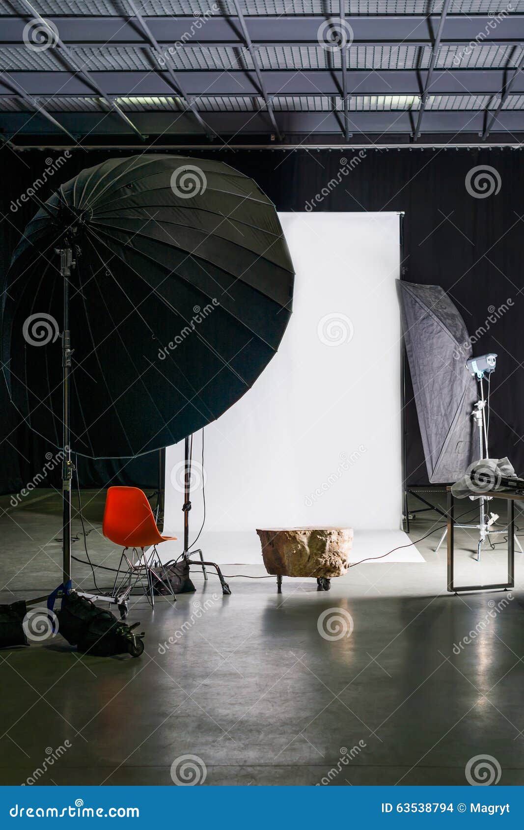 Empty Photo Studio with Modern Interior and Lighting Equipment ...