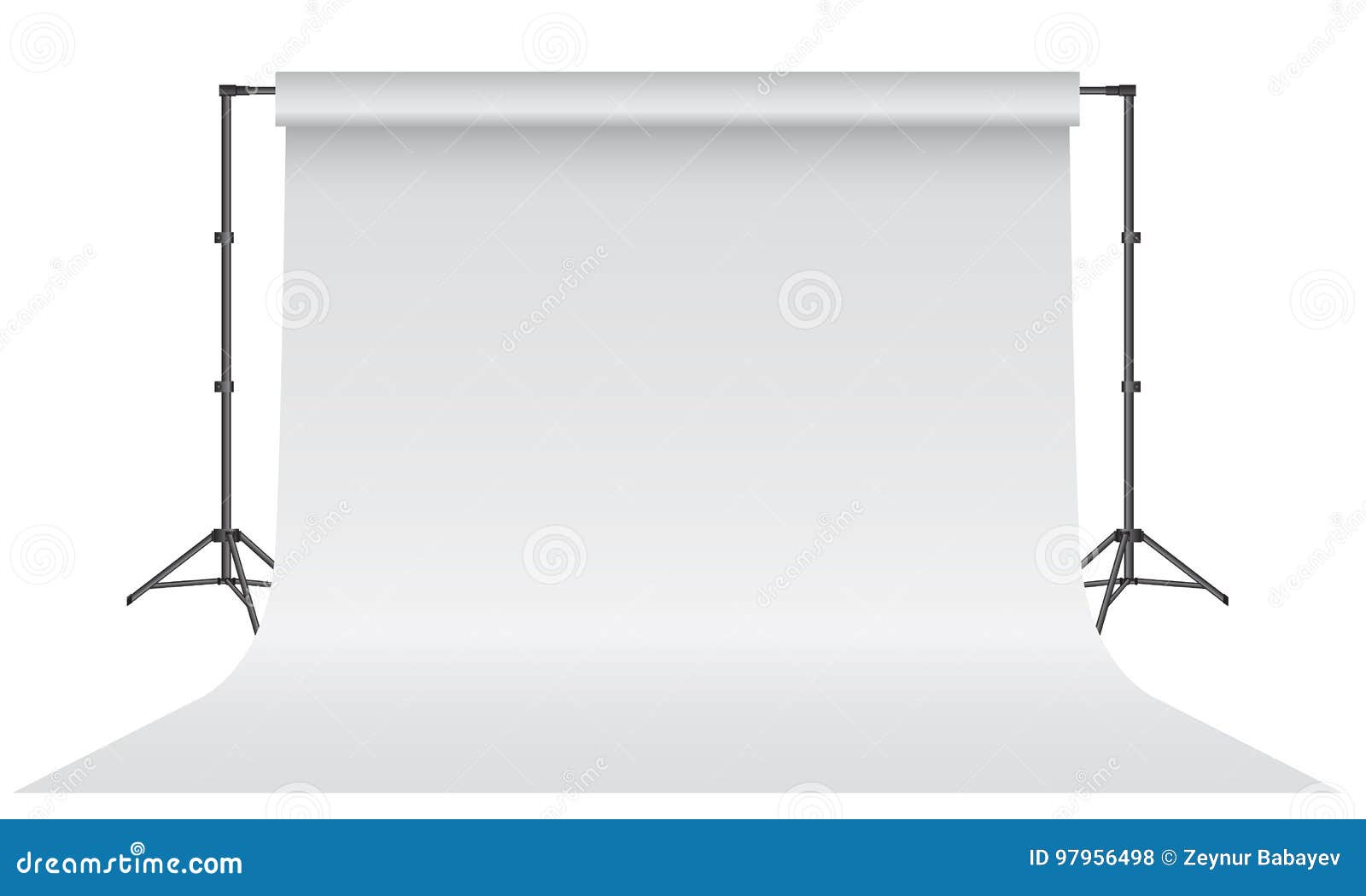 Empty Photo Studio. Realistic 3D White Backdrop Paper with Tripod Mock ...