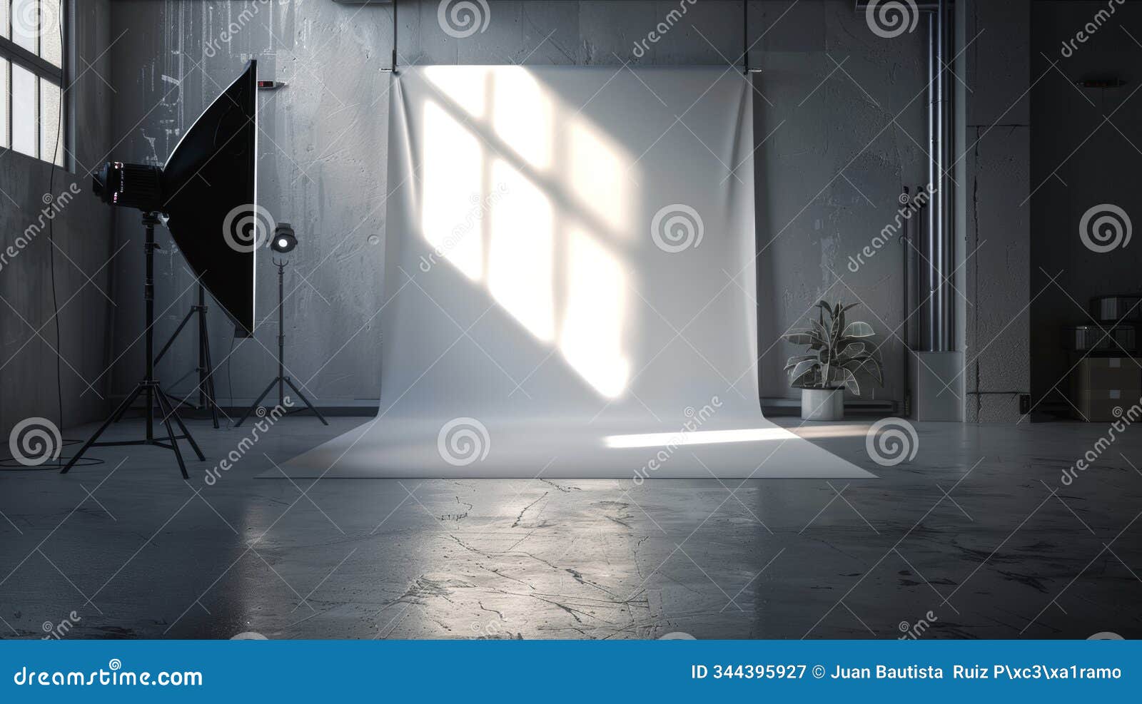 Empty Photography Studio Setup with Lighting Equipment Stock Image ...
