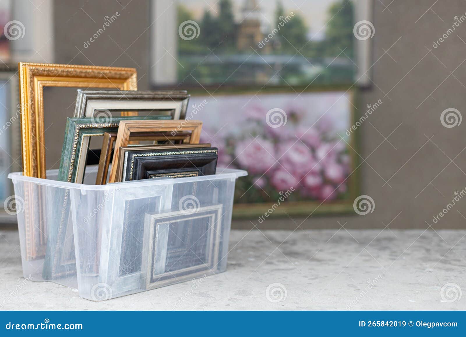 Empty Picture Frame on the Background of the Painting Stock Image ...