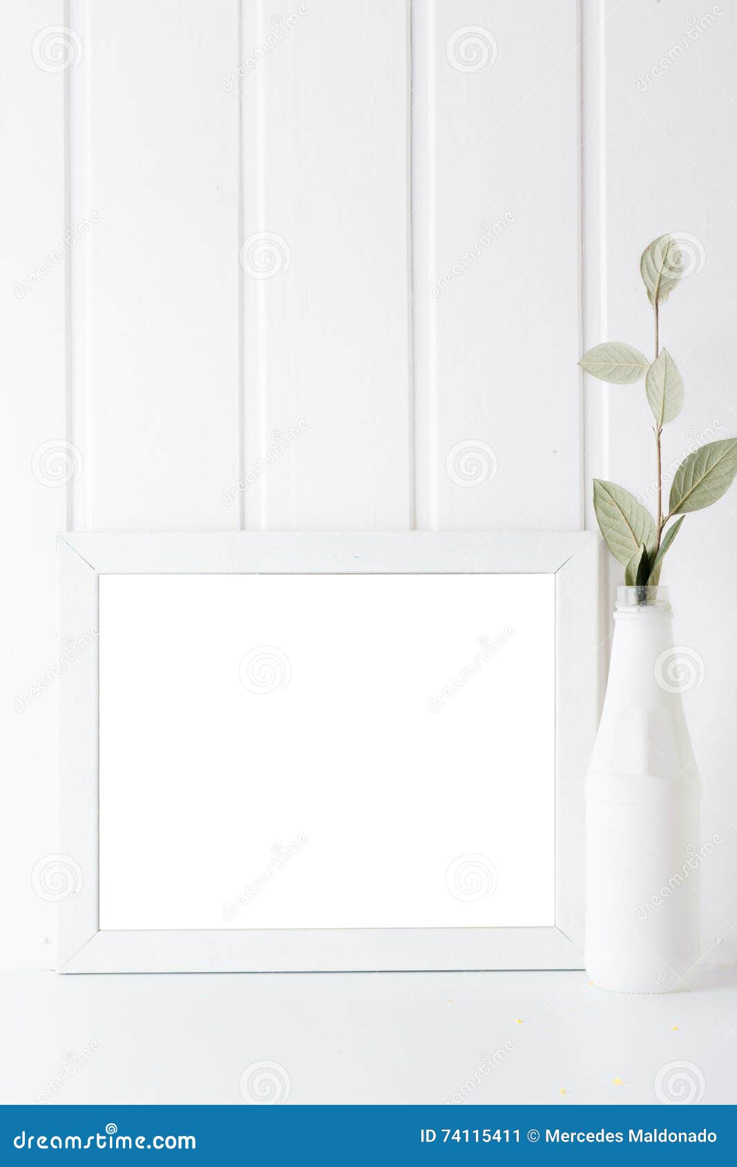 Empty Picture Frame, Decorated with Green Plant Stock Image - Image of ...