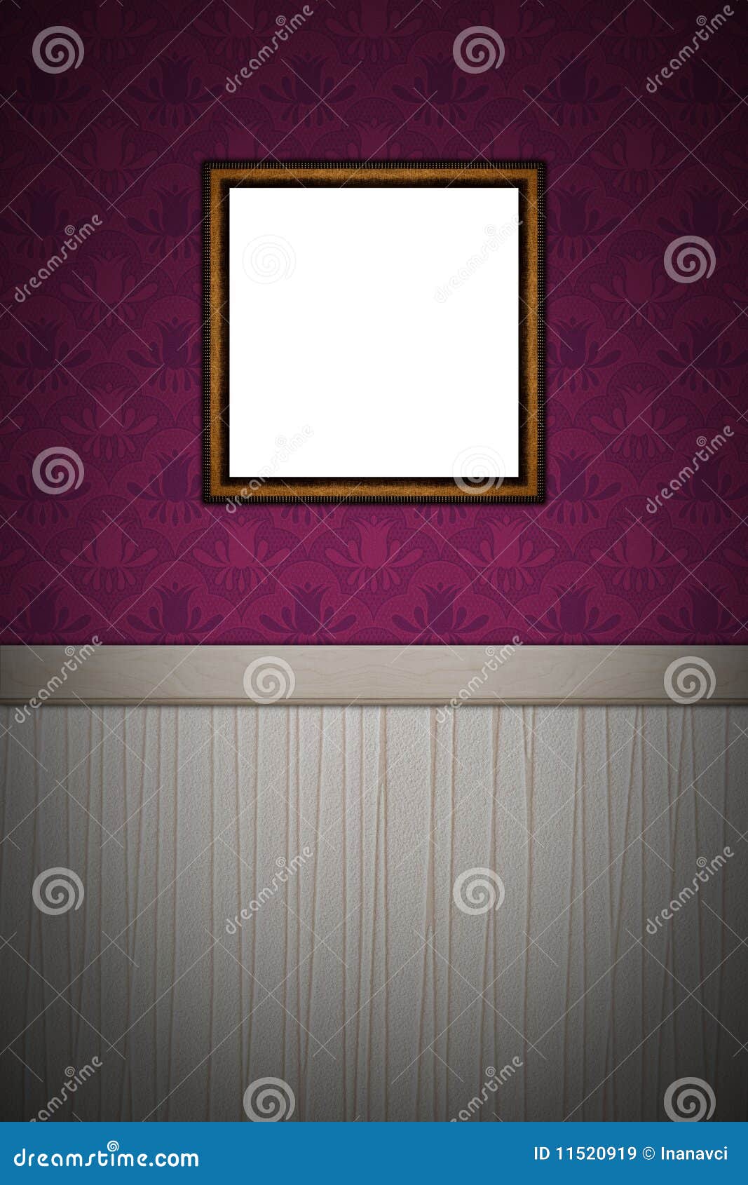 Empty Picture Frame on Decorated Wall Stock Illustration - Illustration ...