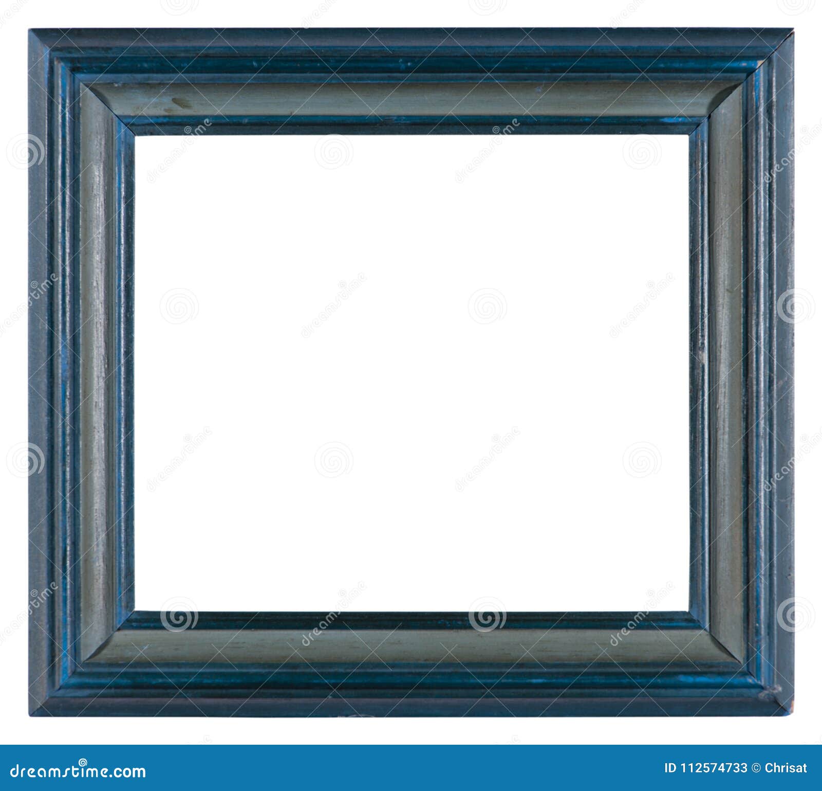 Empty Picture Frame in a Distressed Blue Painted Finish Stock Image ...