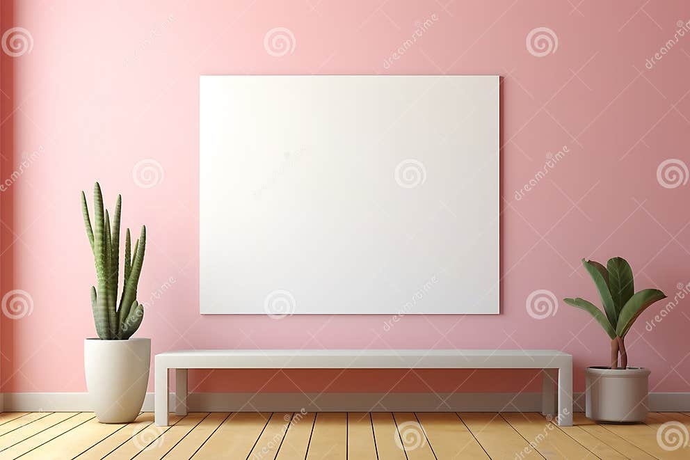 Empty Picture Frame Simulation Wall Modern Living Room Design Stock ...