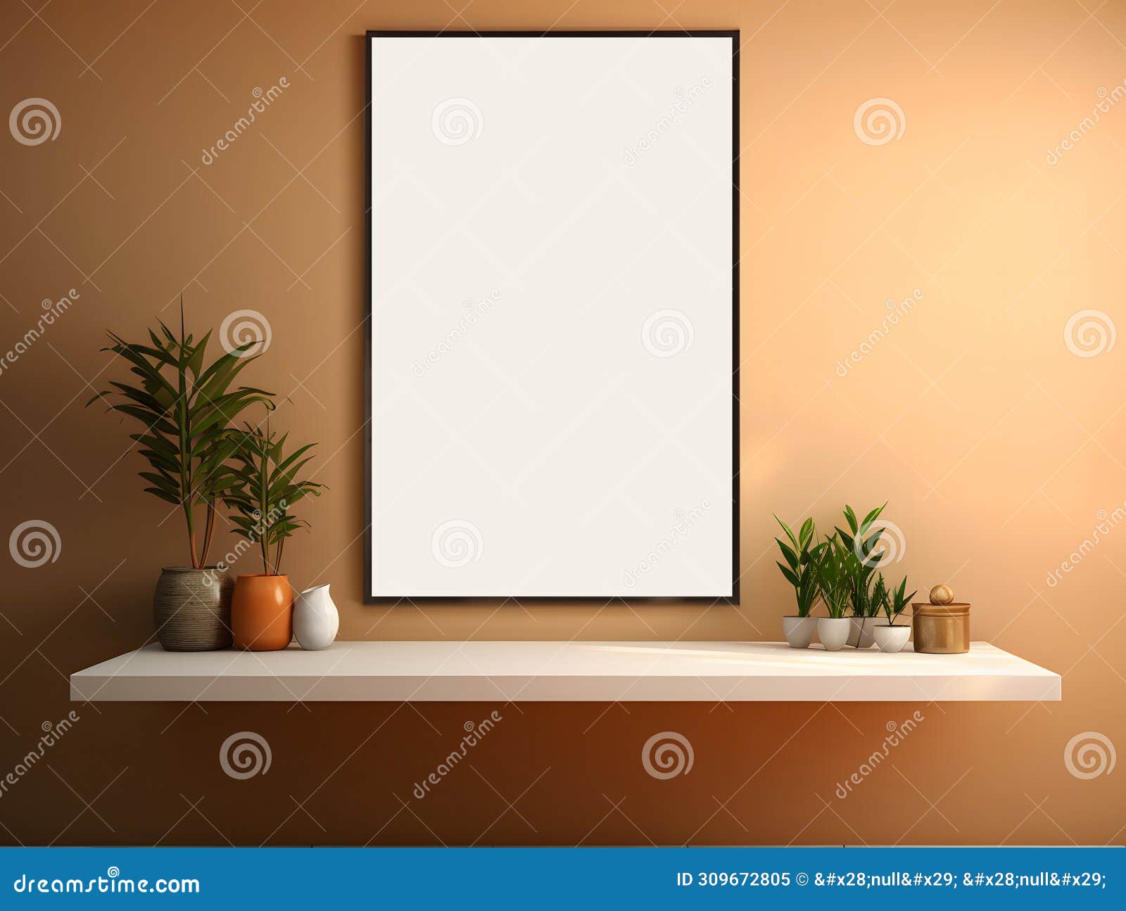 Empty Picture Frame Simulation Wall Modern Living Room Design Stock ...