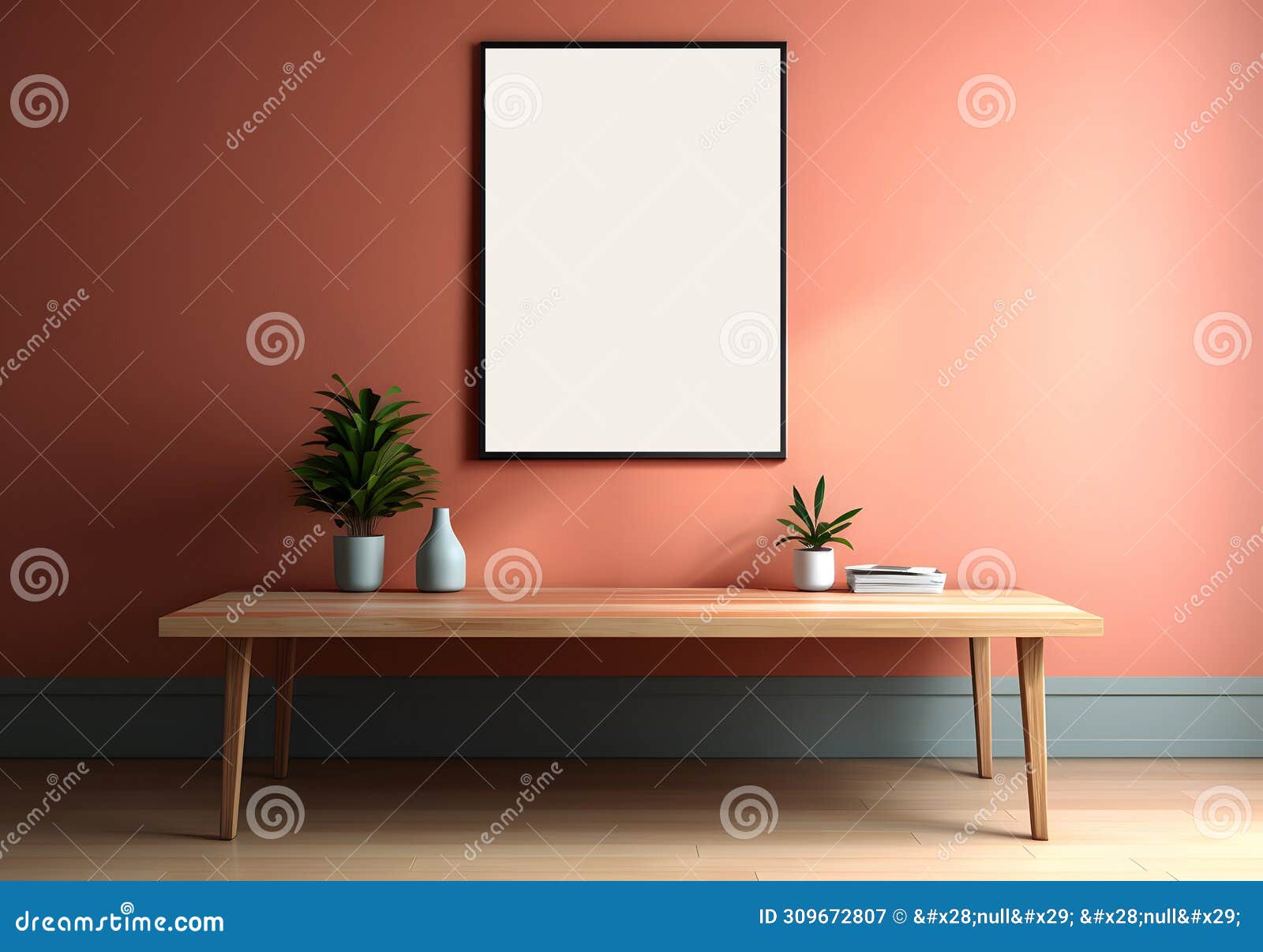 Empty Picture Frame Simulation Wall Modern Living Room Design Stock ...