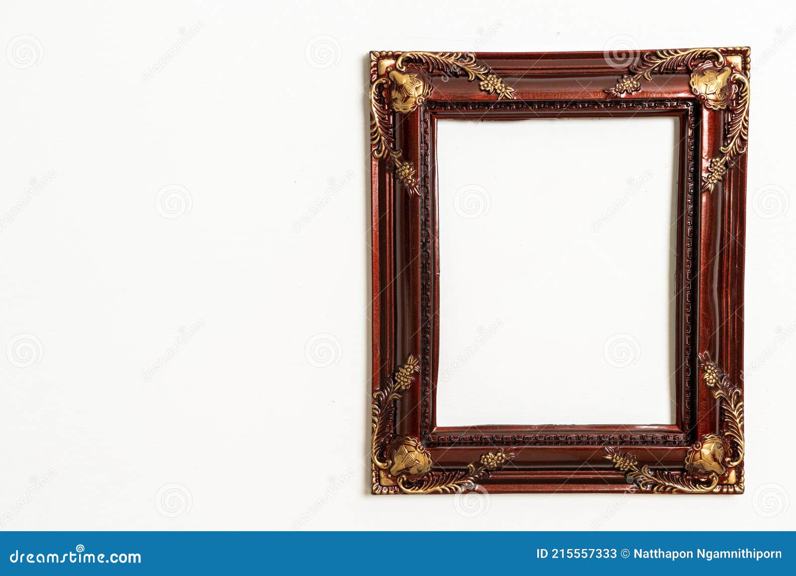 Empty Picture Frame on White Wall Background Stock Image - Image of ...