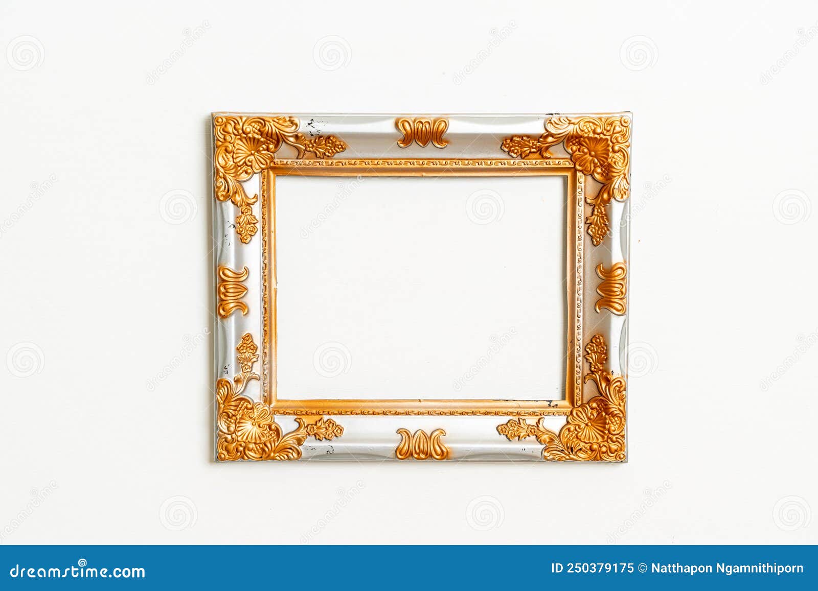 Empty Picture Frame on White Wall Background Stock Image - Image of ...