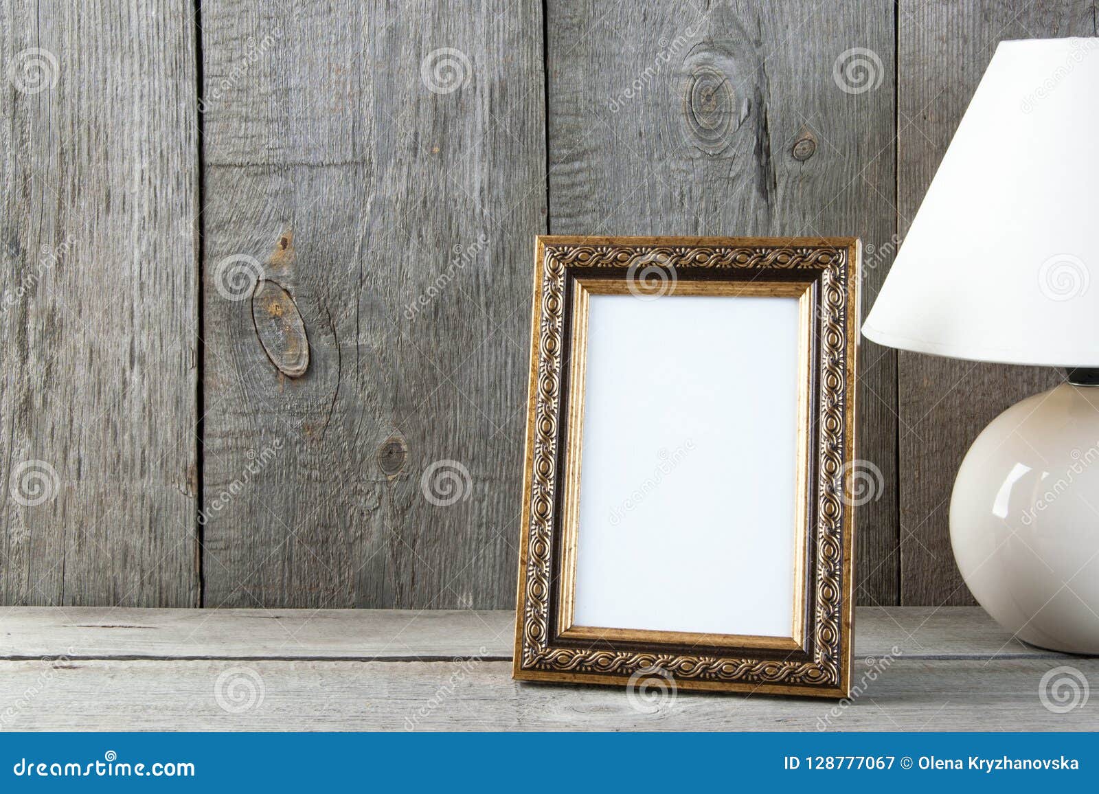 Empty Picture Frame on Wooden Background. Stock Image - Image of frame ...