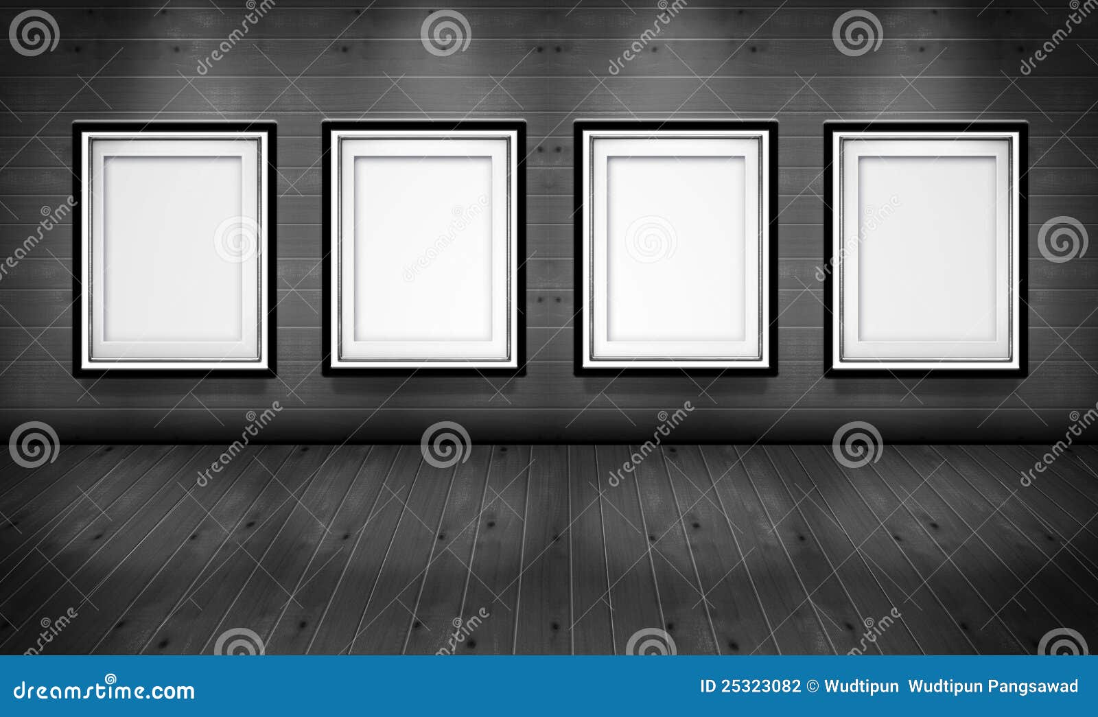 Empty Picture Frames in the Art Gallery Room Stock Illustration ...