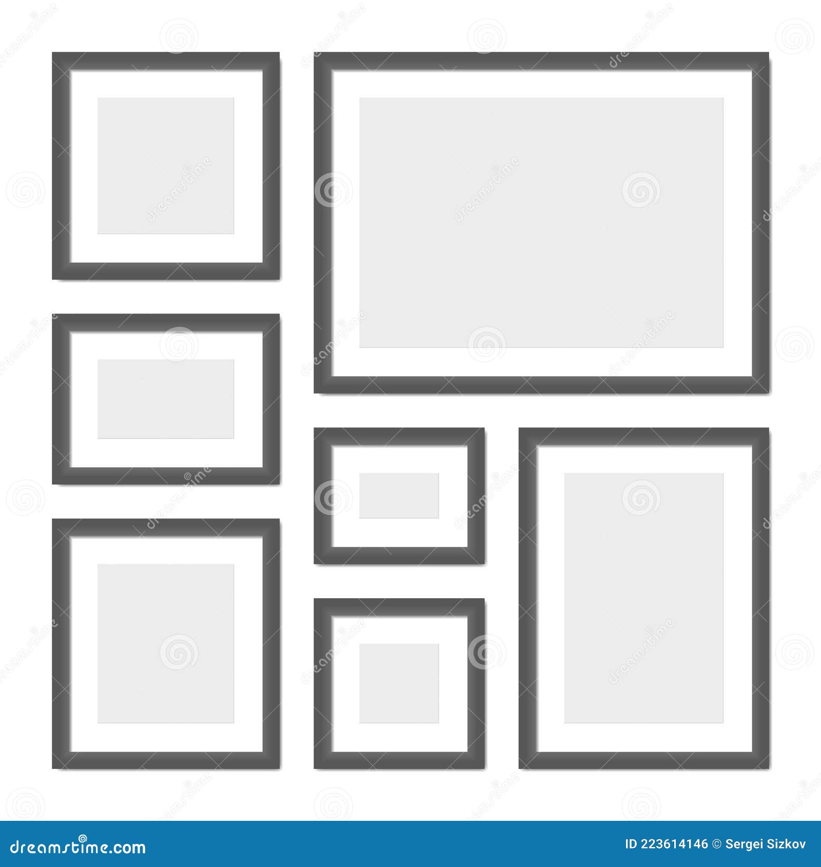 Empty Picture Frames Set on White Background. Vector Stock Vector ...